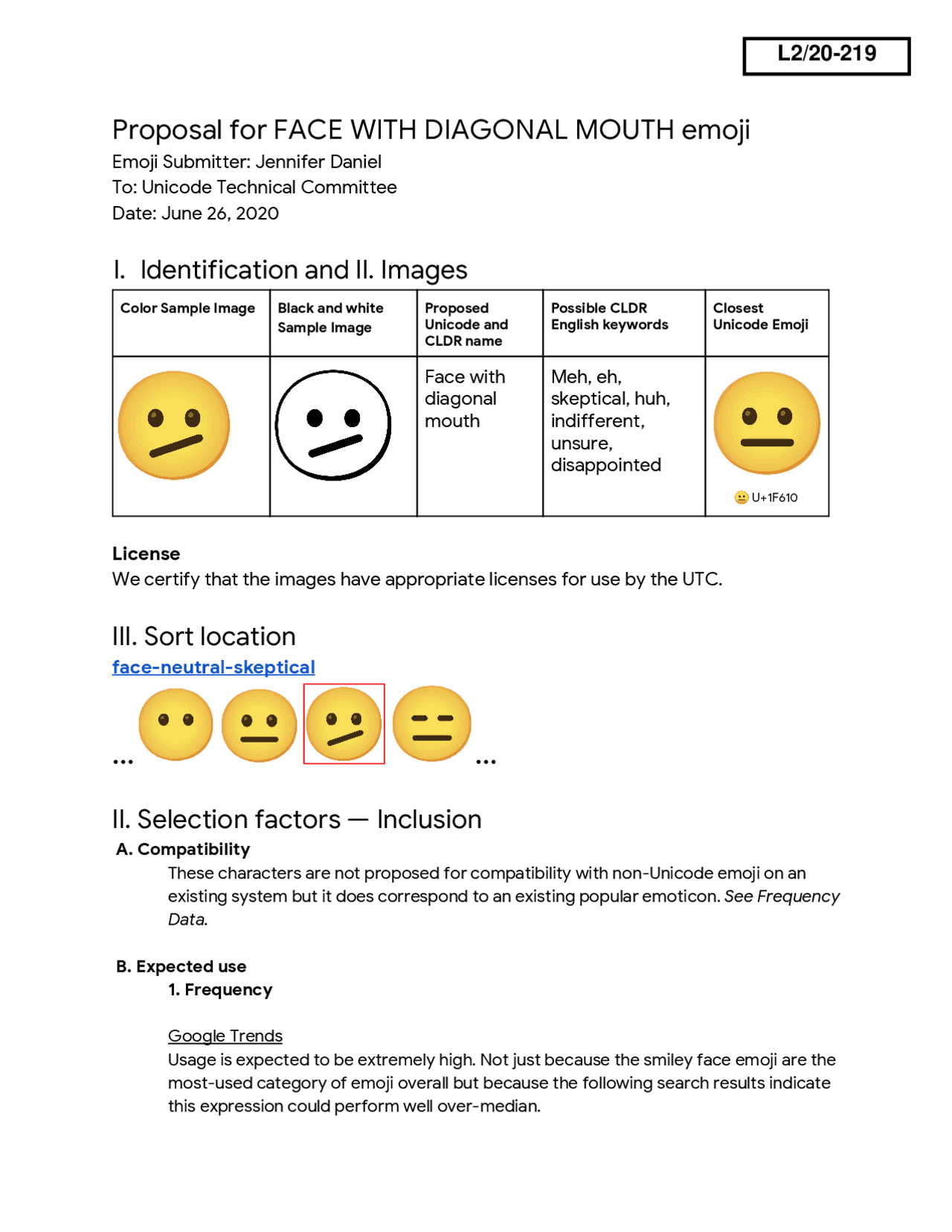Proposal for FACE WITH DIAGONAL MOUTH emoji | Study notes English | Docsity