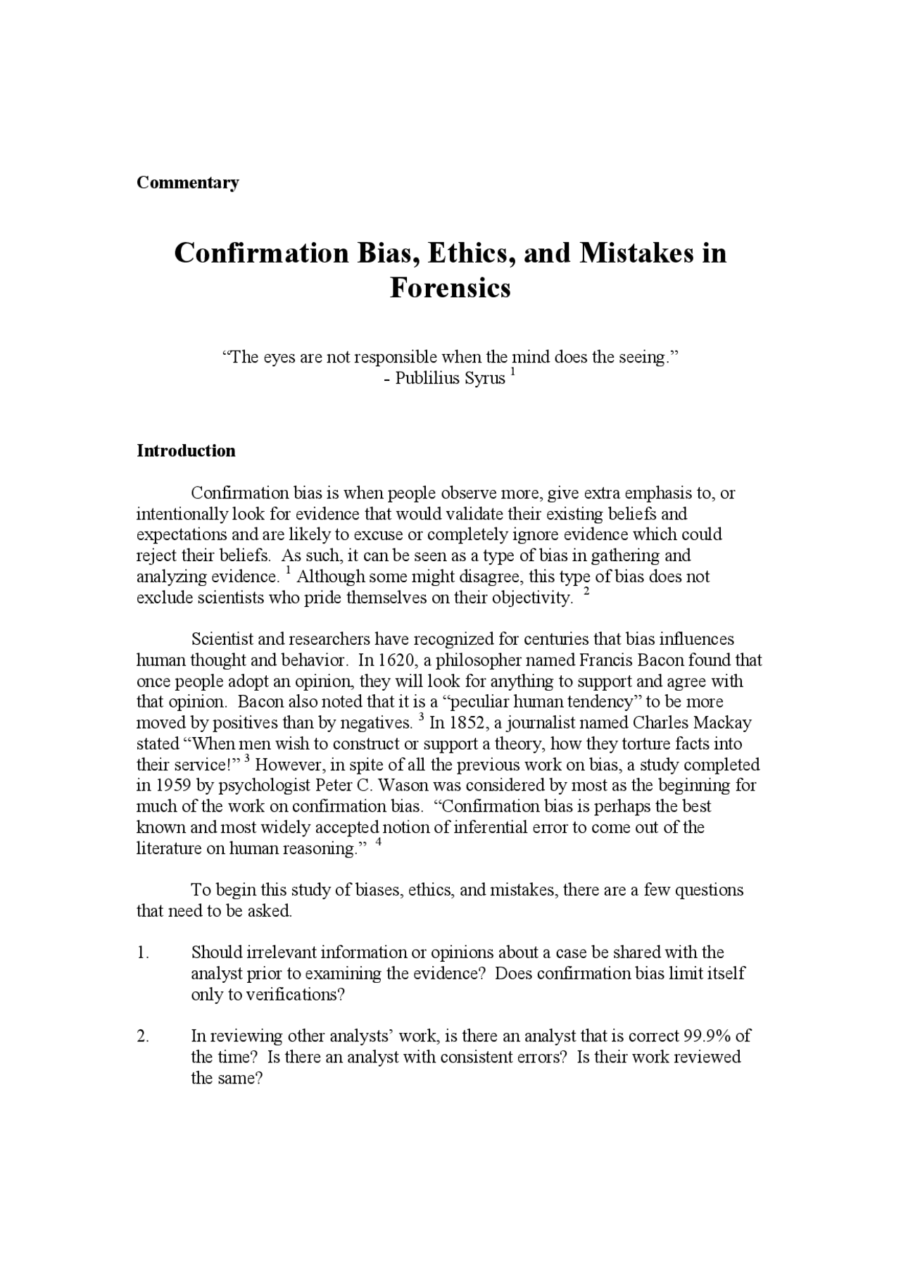 Confirmation Bias in Forensics: Understanding the Impact on Ethics and ...