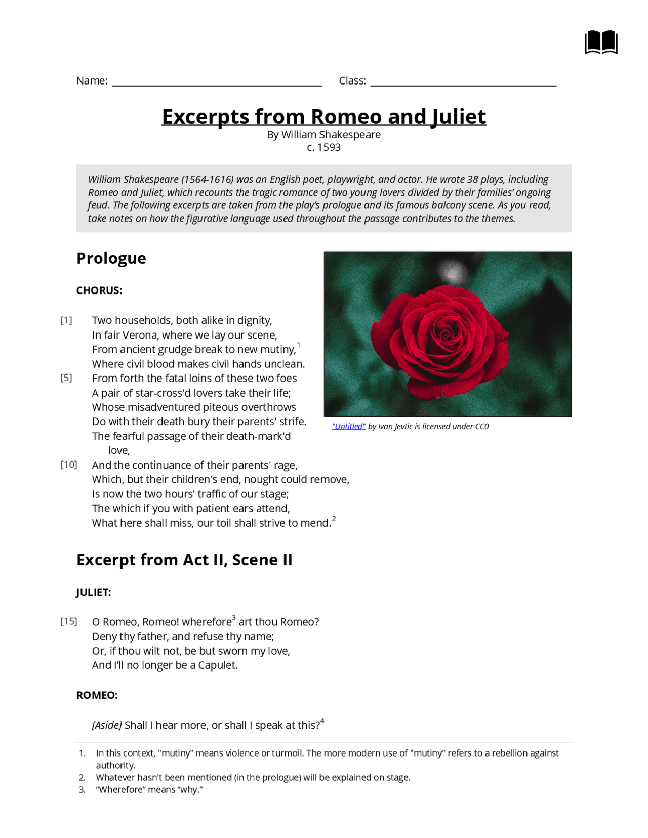 Excerpts From Romeo And Juliet Slides English Docsity