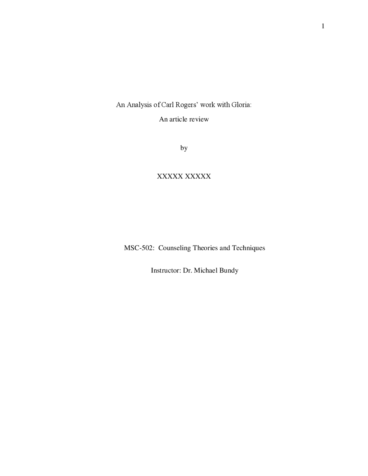 1 An Analysis of Carl Rogers' work with Gloria | Study notes ...