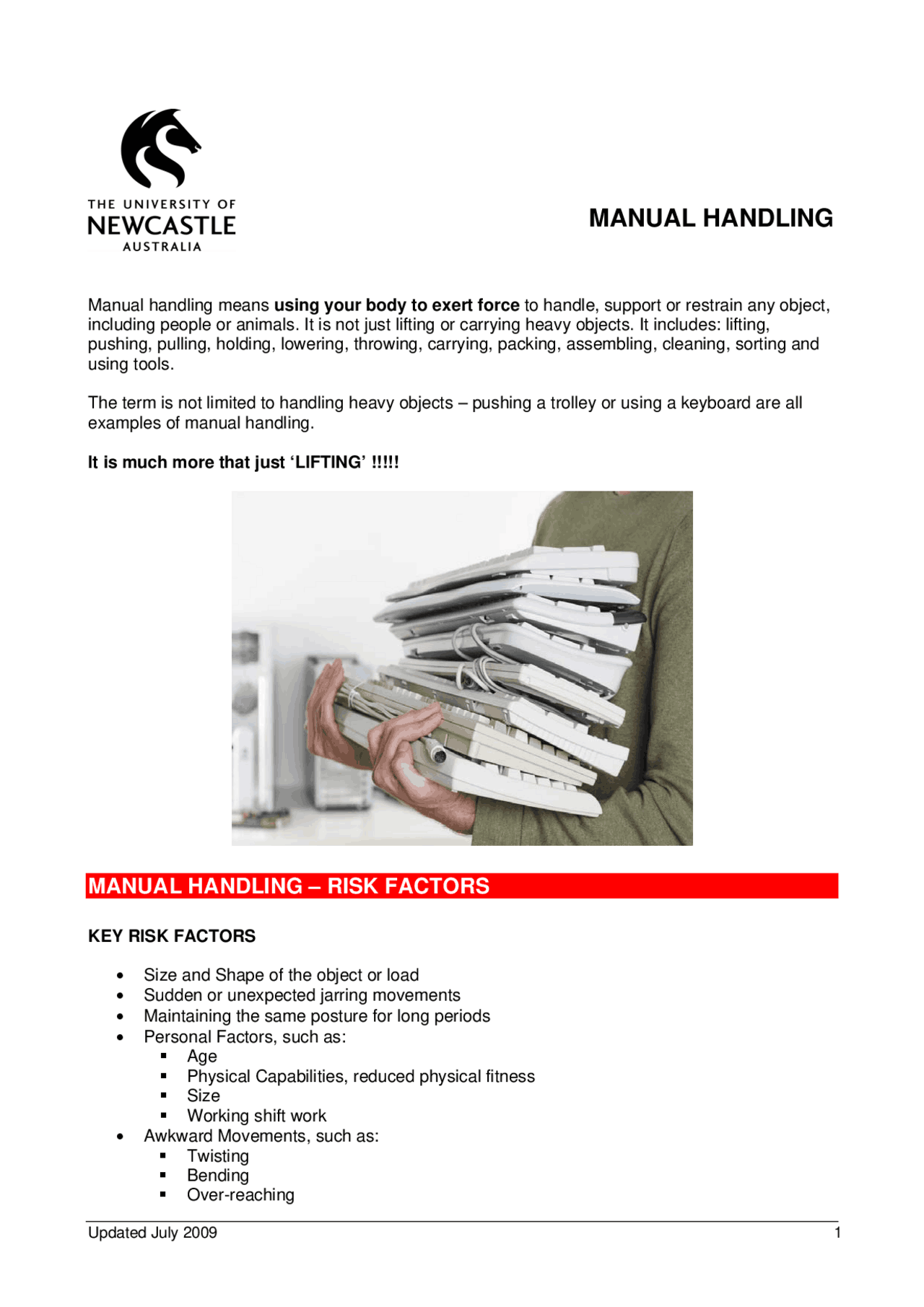 Manual Handling: Proper Techniques and Risk Factors | Study notes ...