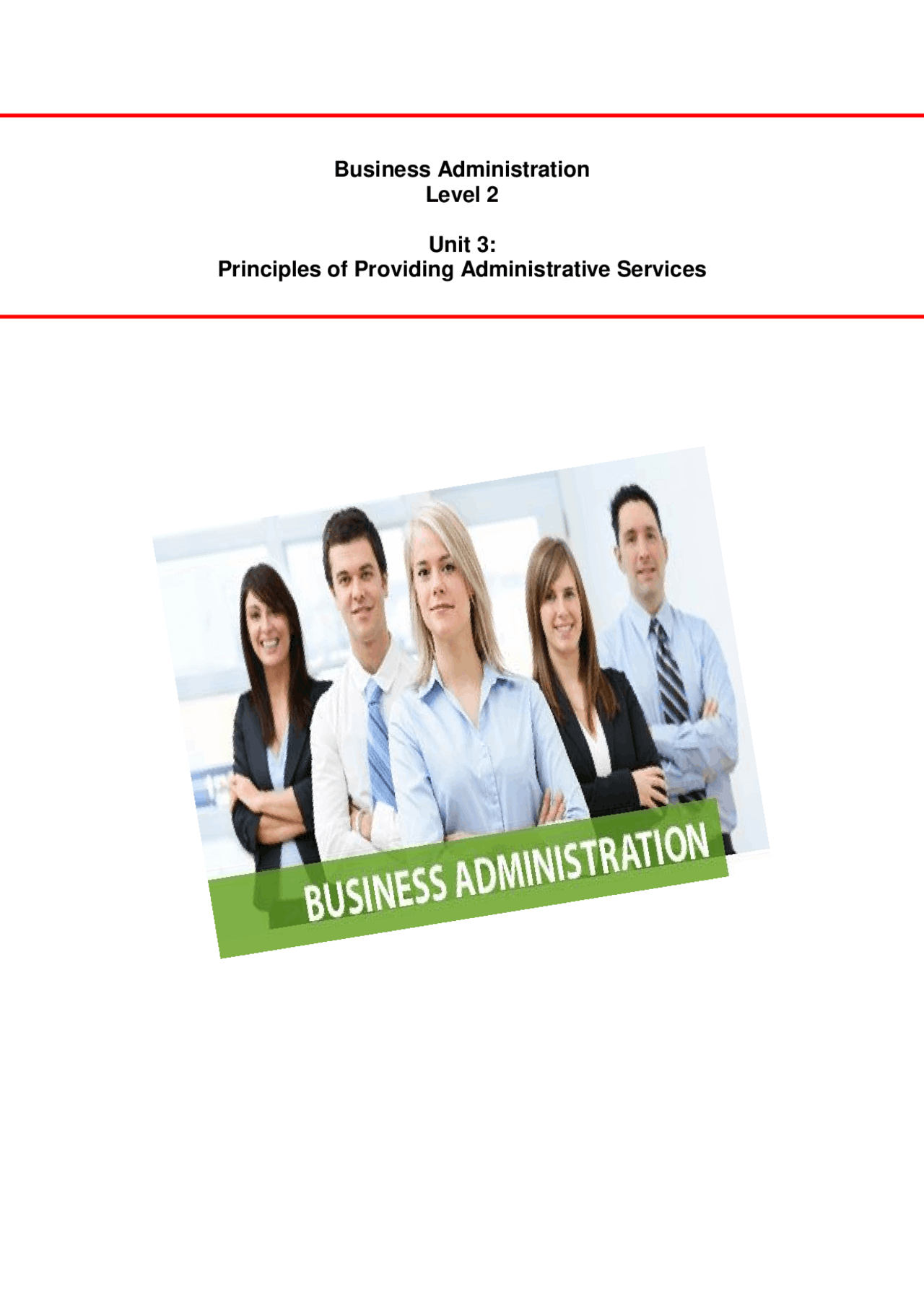 Business Administration Level 2 Unit 3: Principles of Providing ...