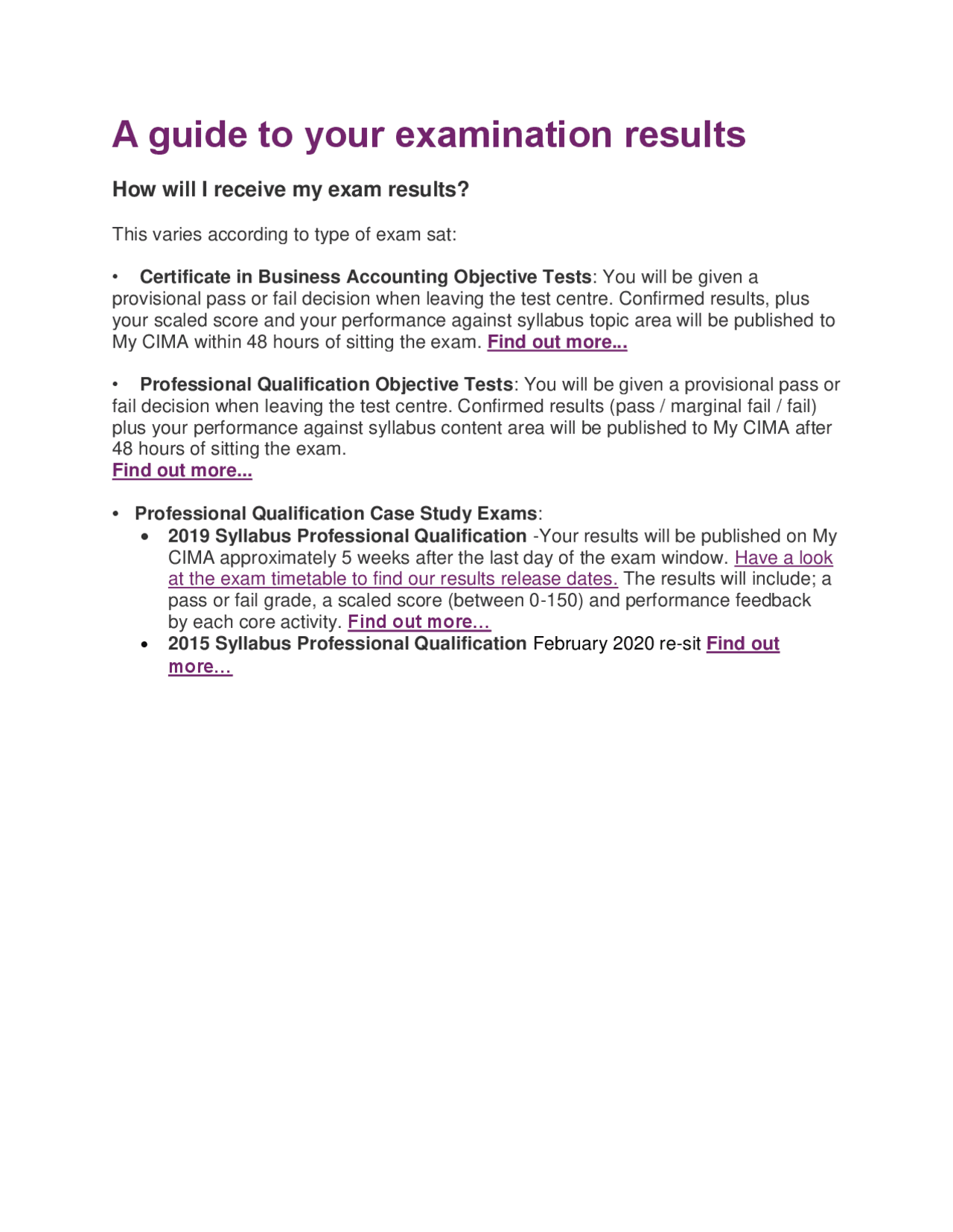 CIMA Exam Results: Scaled Scores and Performance Descriptors | Study ...