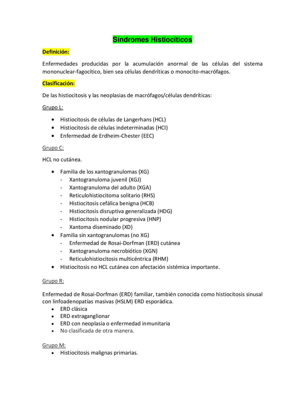 Síndromes Histiocíticos Apuntes De Hematología Docsity