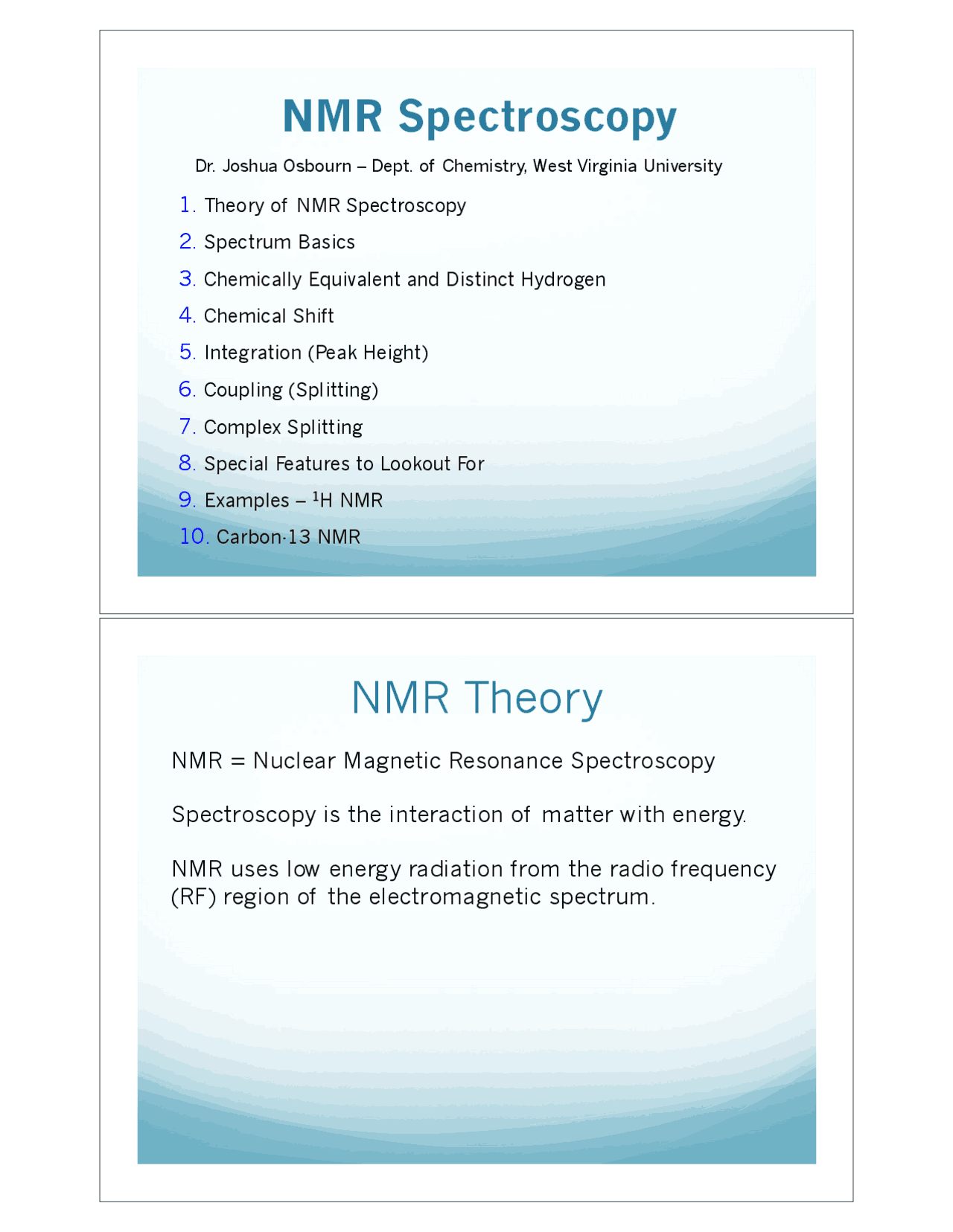 Nmr Spectroscopy Exercises Chemistry Docsity