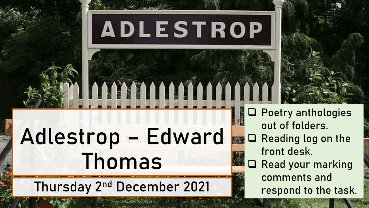 Poetry Analysis: Adlestrop by Edward Thomas | Lecture notes Poetry ...