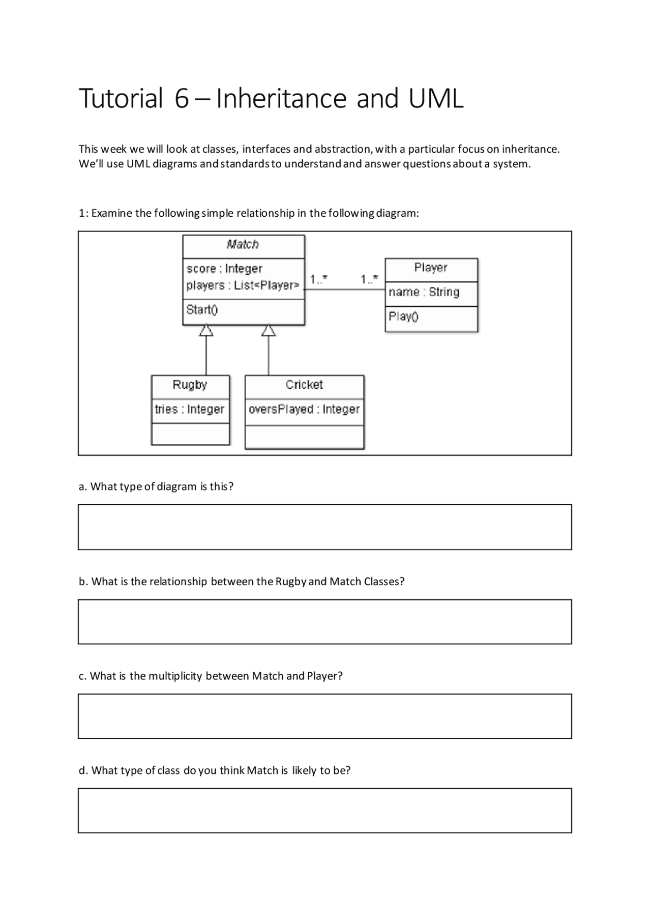 Tutorial 6 Inheritance And Uml Exams Object Oriented Programming 6748