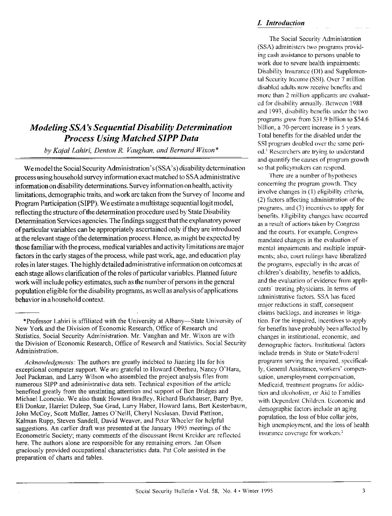 Modeling SSA's Sequential Disability Determination Process ... | Study ...