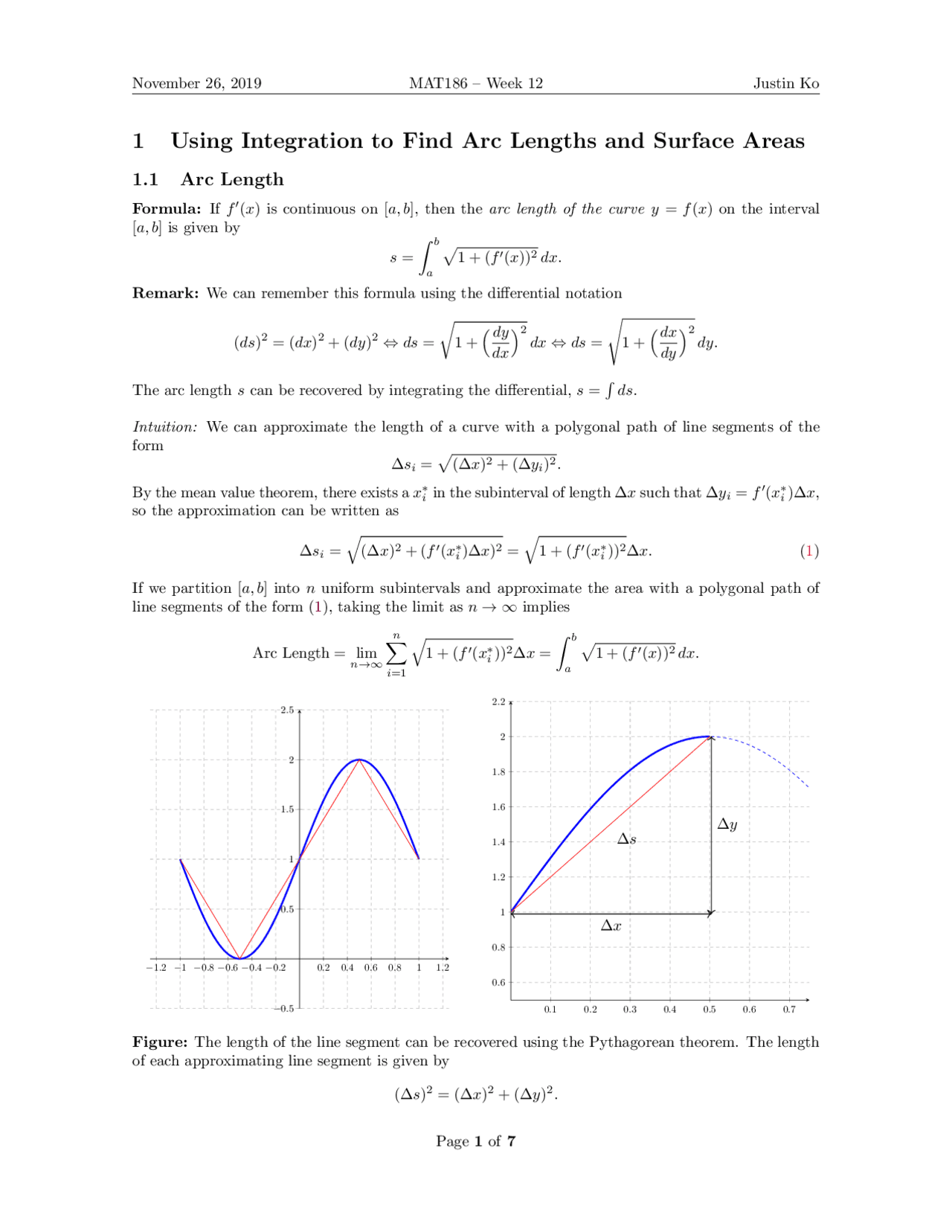 Calculus Week 12: Arc Length and Surface Area | Lecture notes Calculus ...