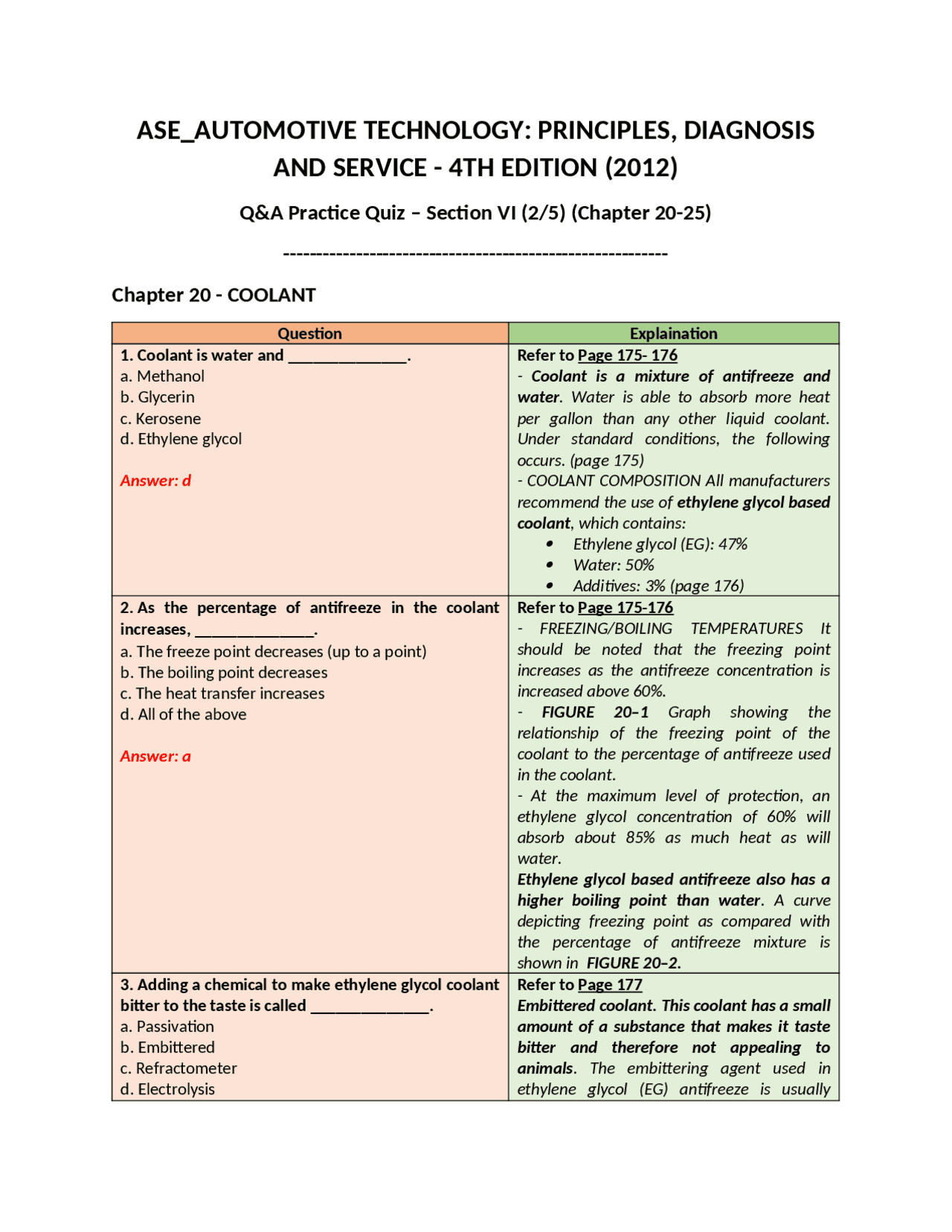 [Q&A - Chapter 20-21] AUTOMOTIVE TECHNOLOGY: PRINCIPLES, DIAGNOSIS AND ...