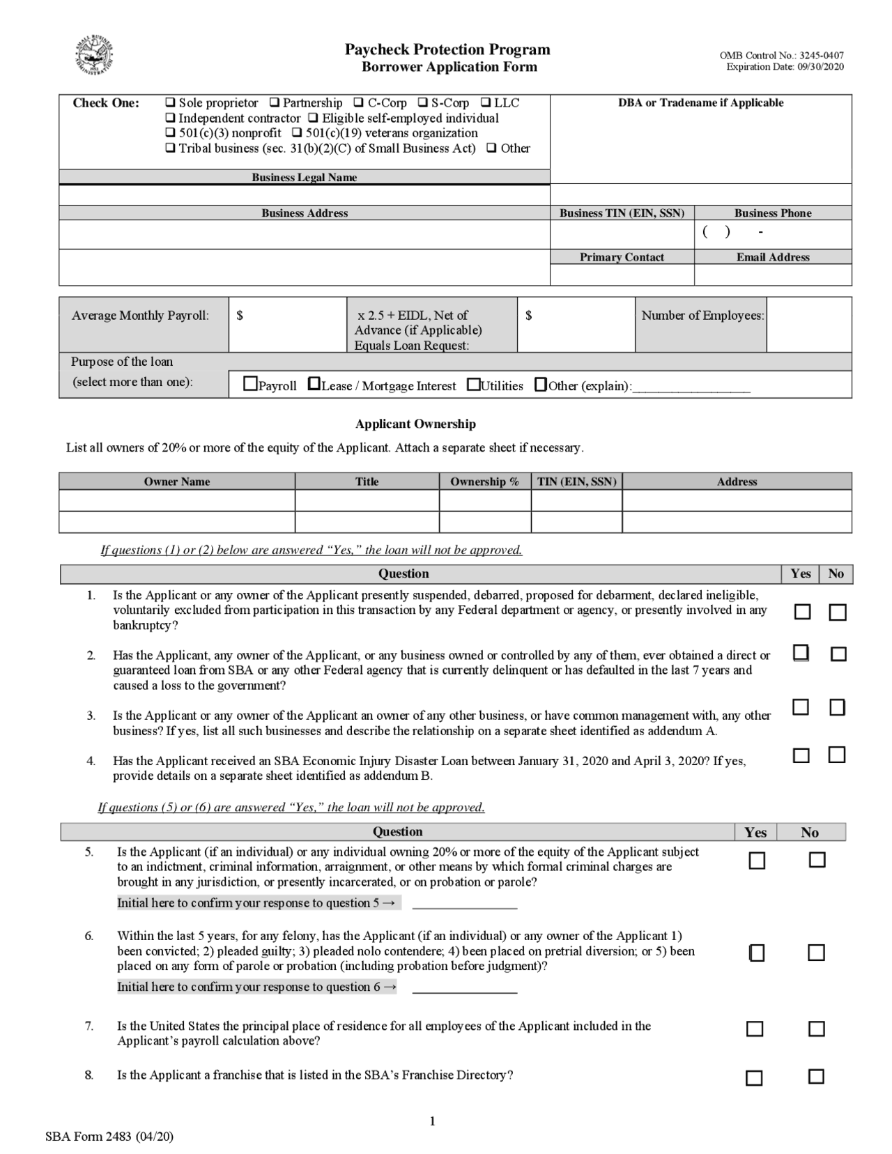 PPP-Borrower-Application-Form-Fillable.pdf | Lecture notes Business ...
