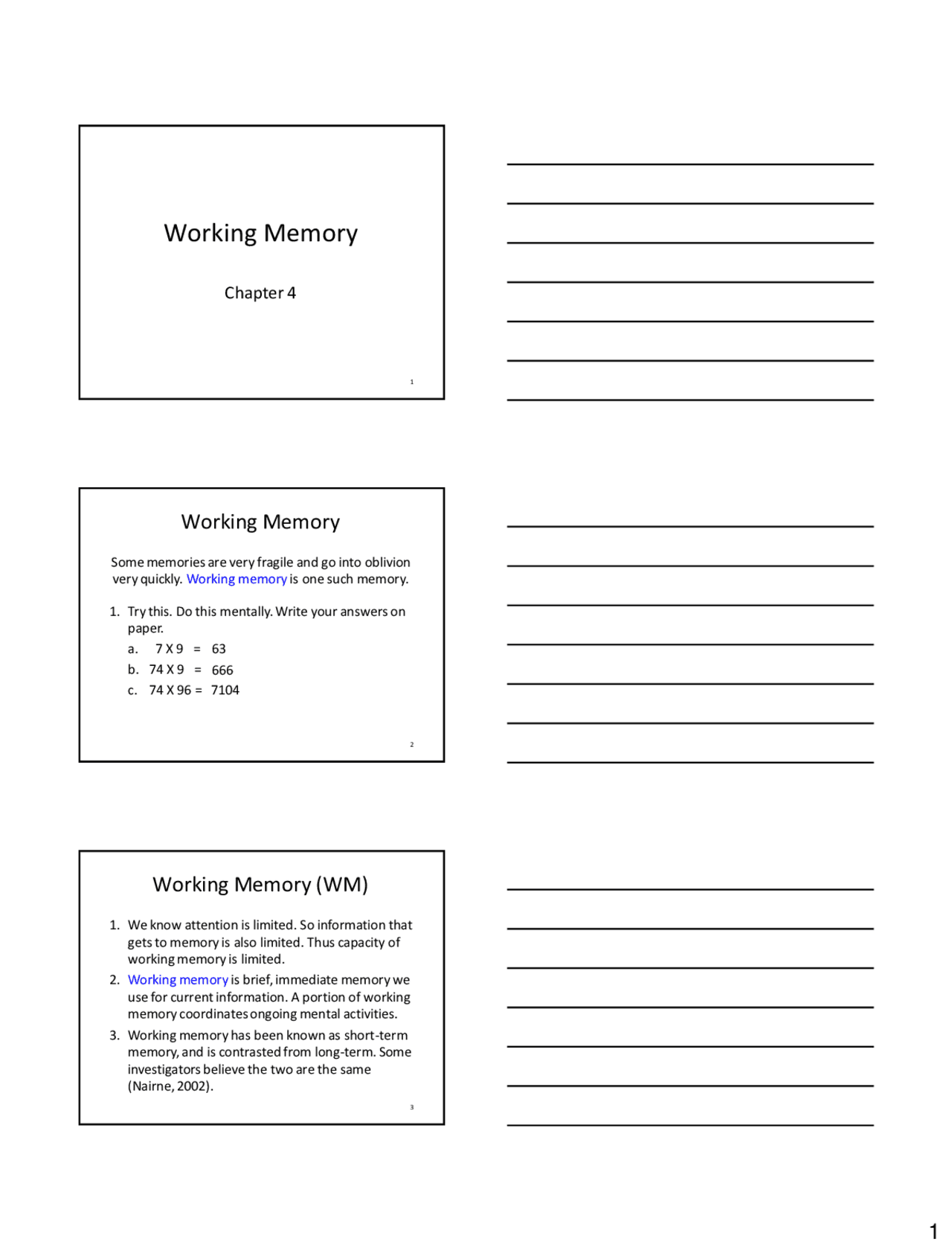 Working Memory | Study notes English | Docsity