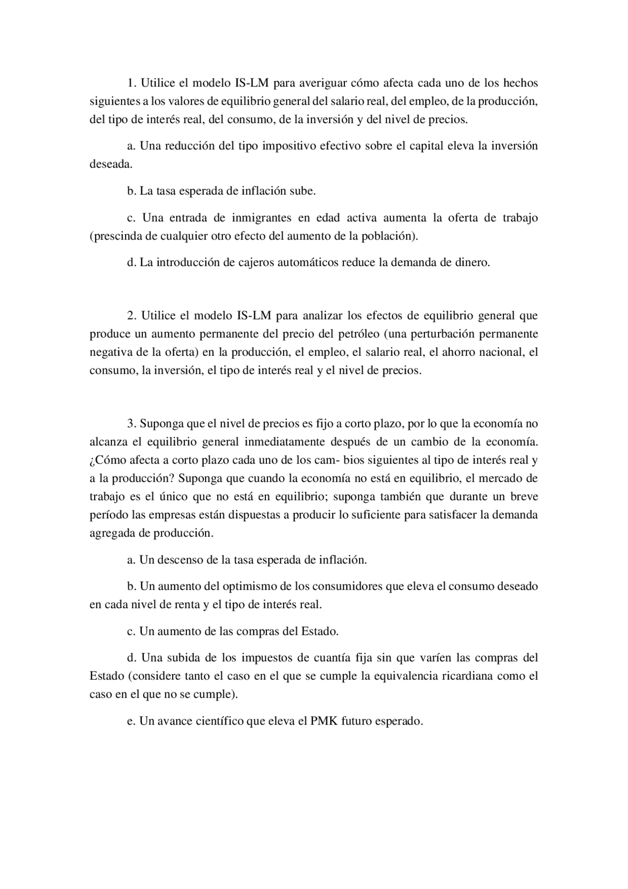 Ejercicios Macroeconomía Ejercicios De Macroeconomía Docsity
