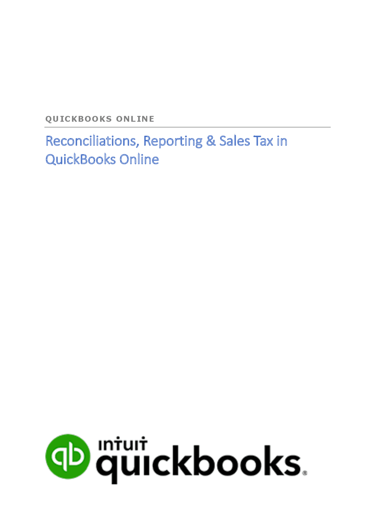 QuickBooks Online: Managing Accounts, Reconciliations, and Sales Tax ...