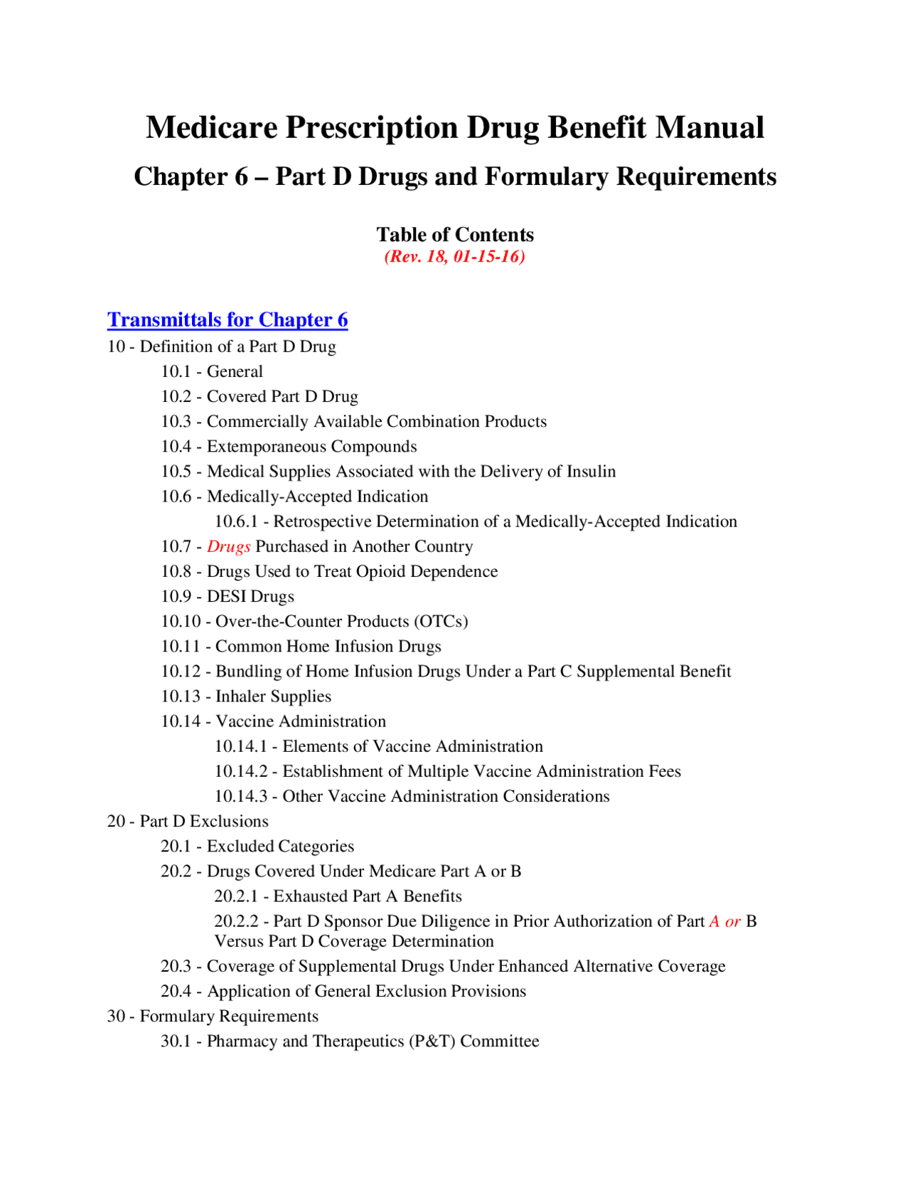 Medicare Prescription Drug Benefit Manual, Chapter 6 | Study notes ...