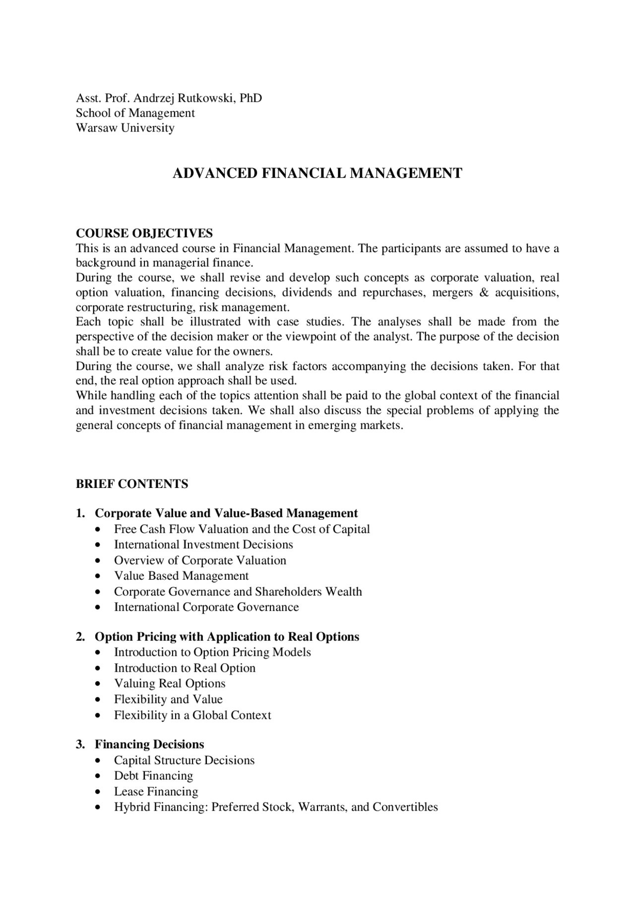 ADVANCED FINANCIAL MANAGEMENT | Schemes and Mind Maps Financial ...