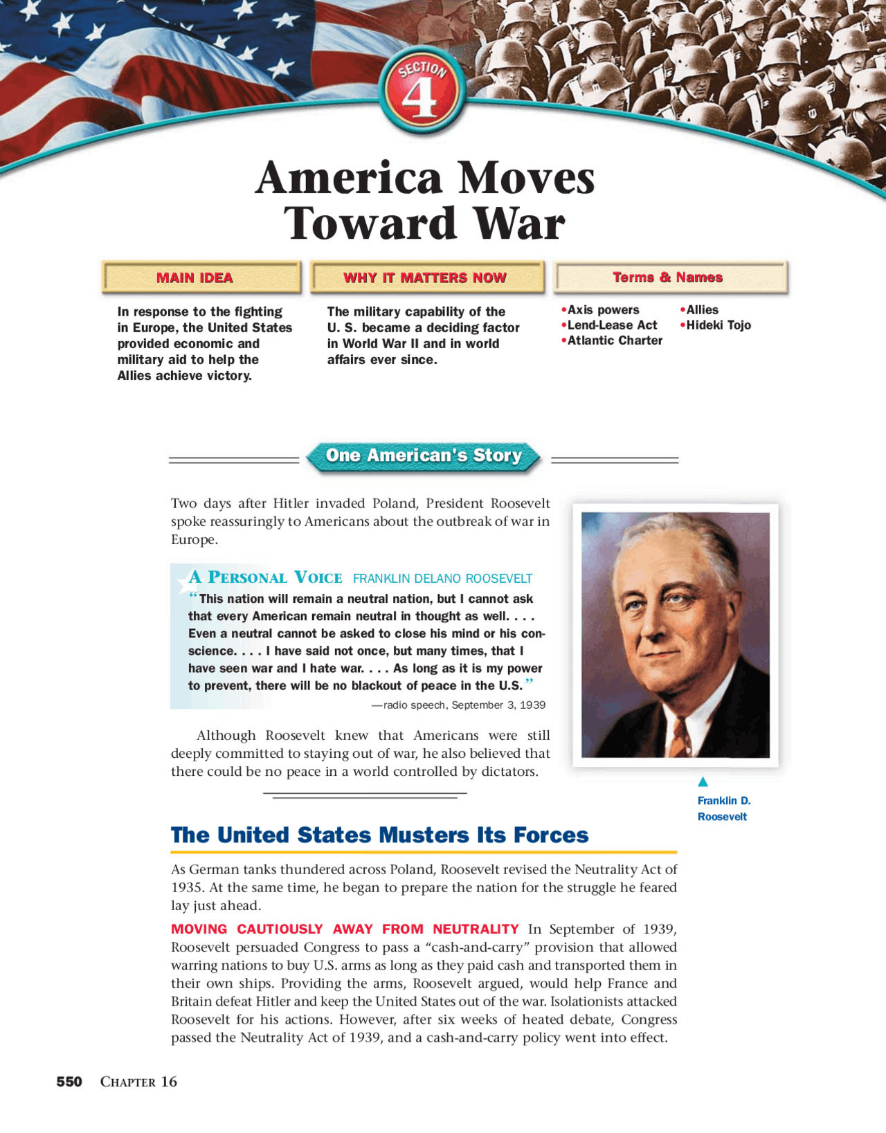 Roosevelt's Response to the European War and the US Entry into World ...