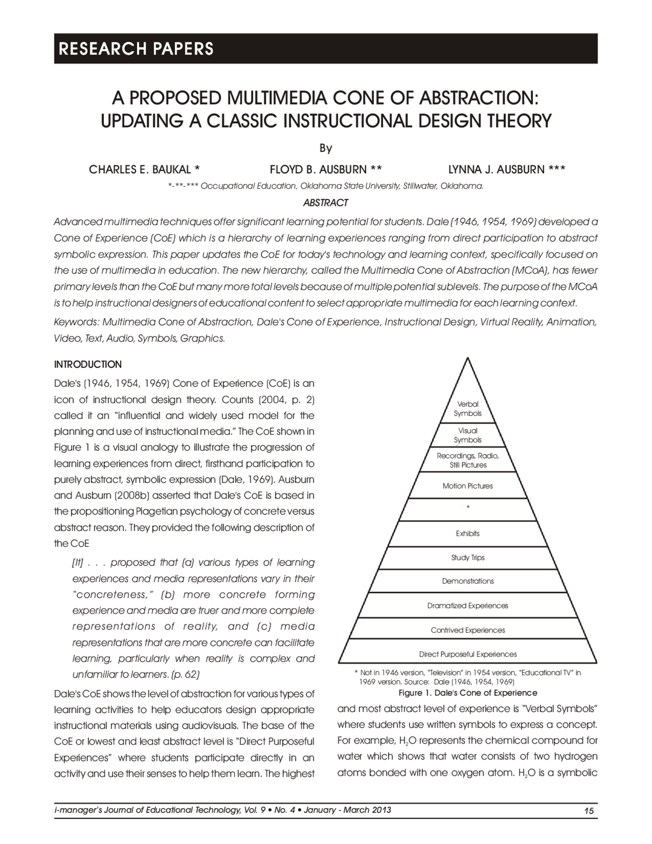 A Proposed Multimedia Cone Of Abstraction Exercises Technology Docsity
