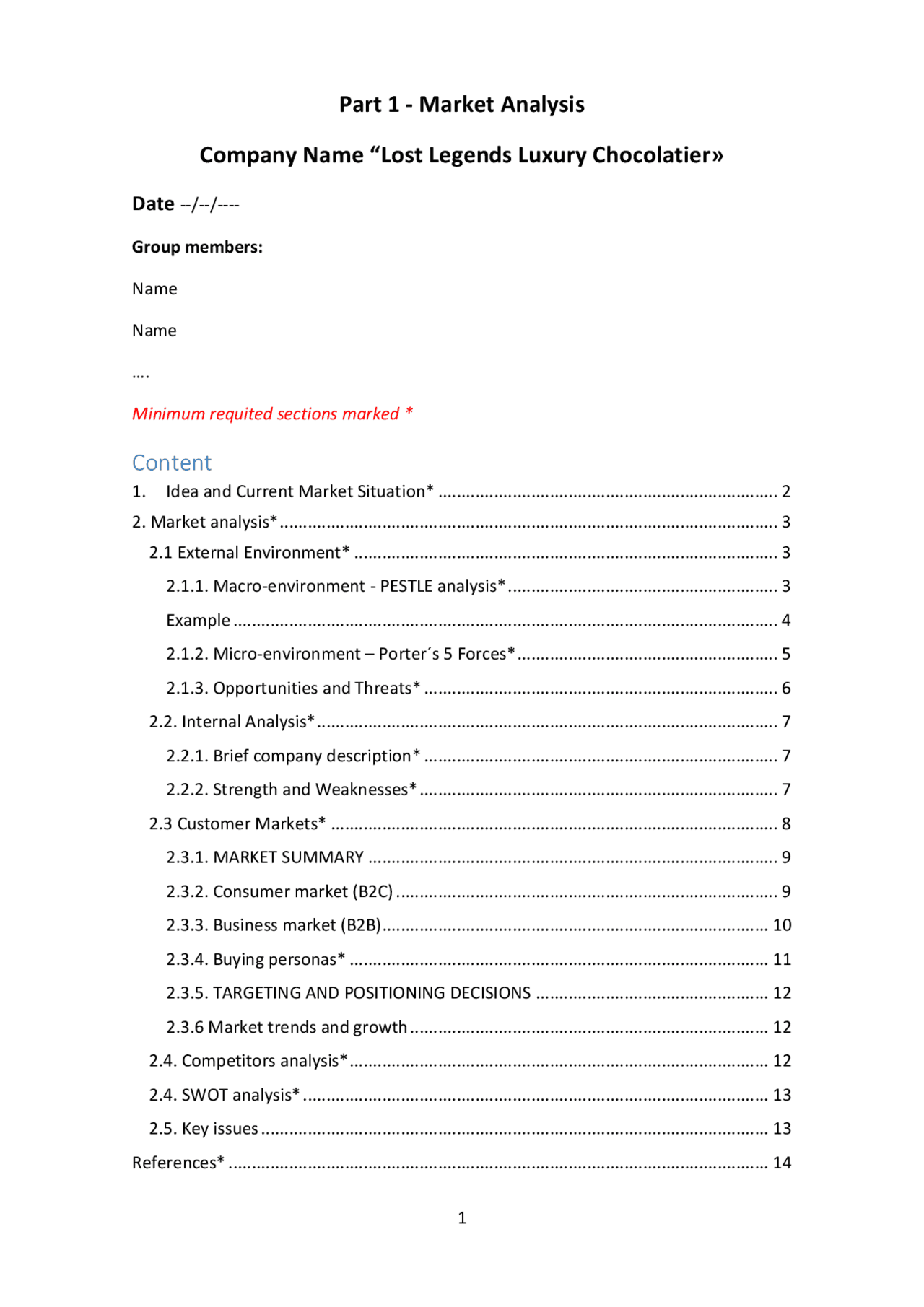 Market Analysis Company Name “Lost Legends Luxury ... | Lecture notes ...
