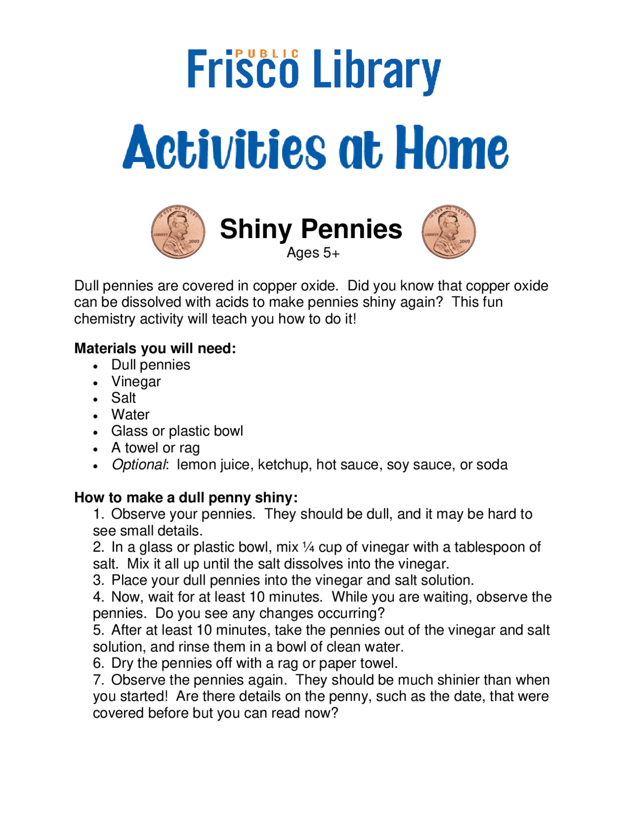Reviving Shiny Pennies: A Fun Chemistry Activity with Vinegar and Salt ...