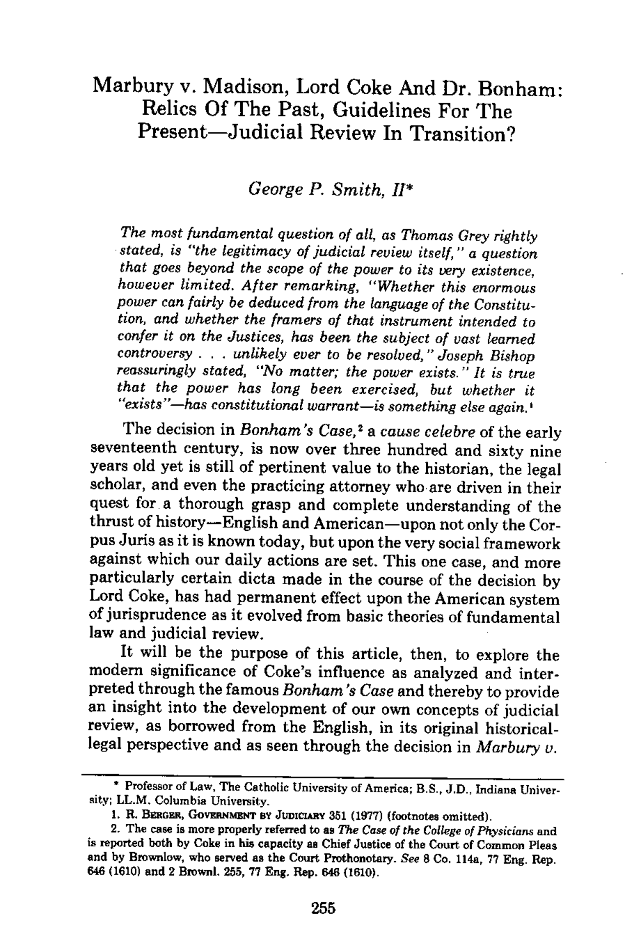 Marbury v. Madison: Lord Coke's Impact on Judicial Review in America ...