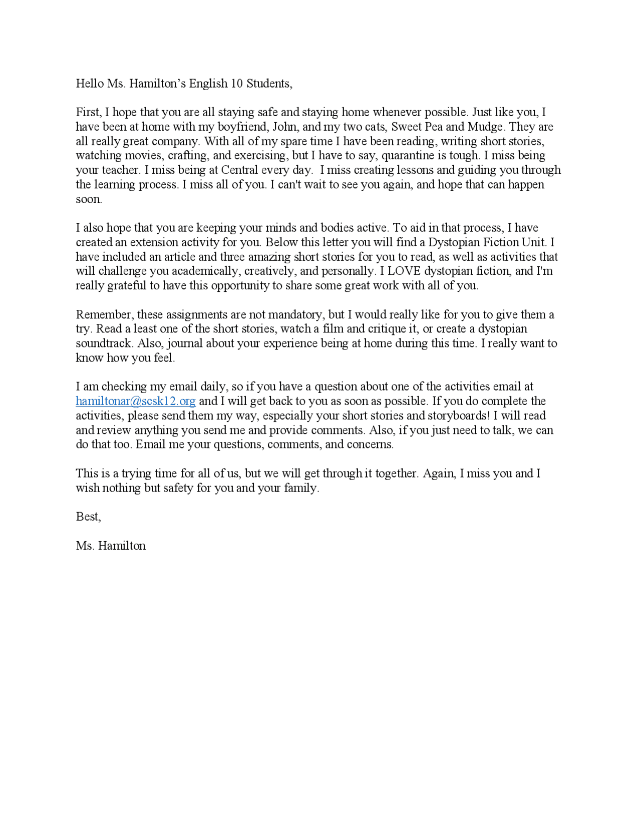 English 10-Dystopian Fiction Unit.pdf | Exams English | Docsity