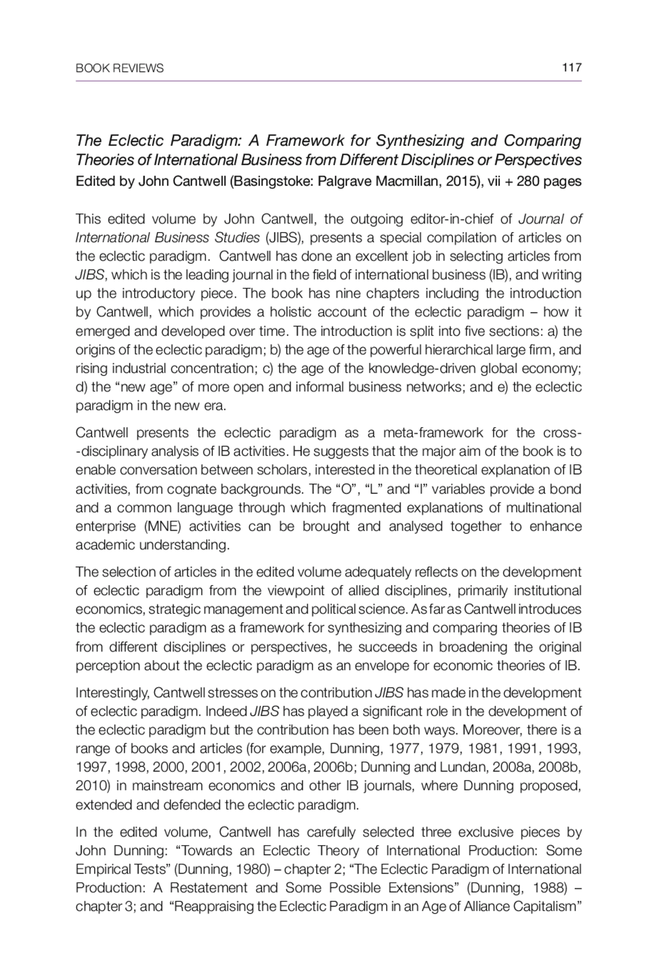 The Eclectic Paradigm A Framework For Synthesizing And Exams