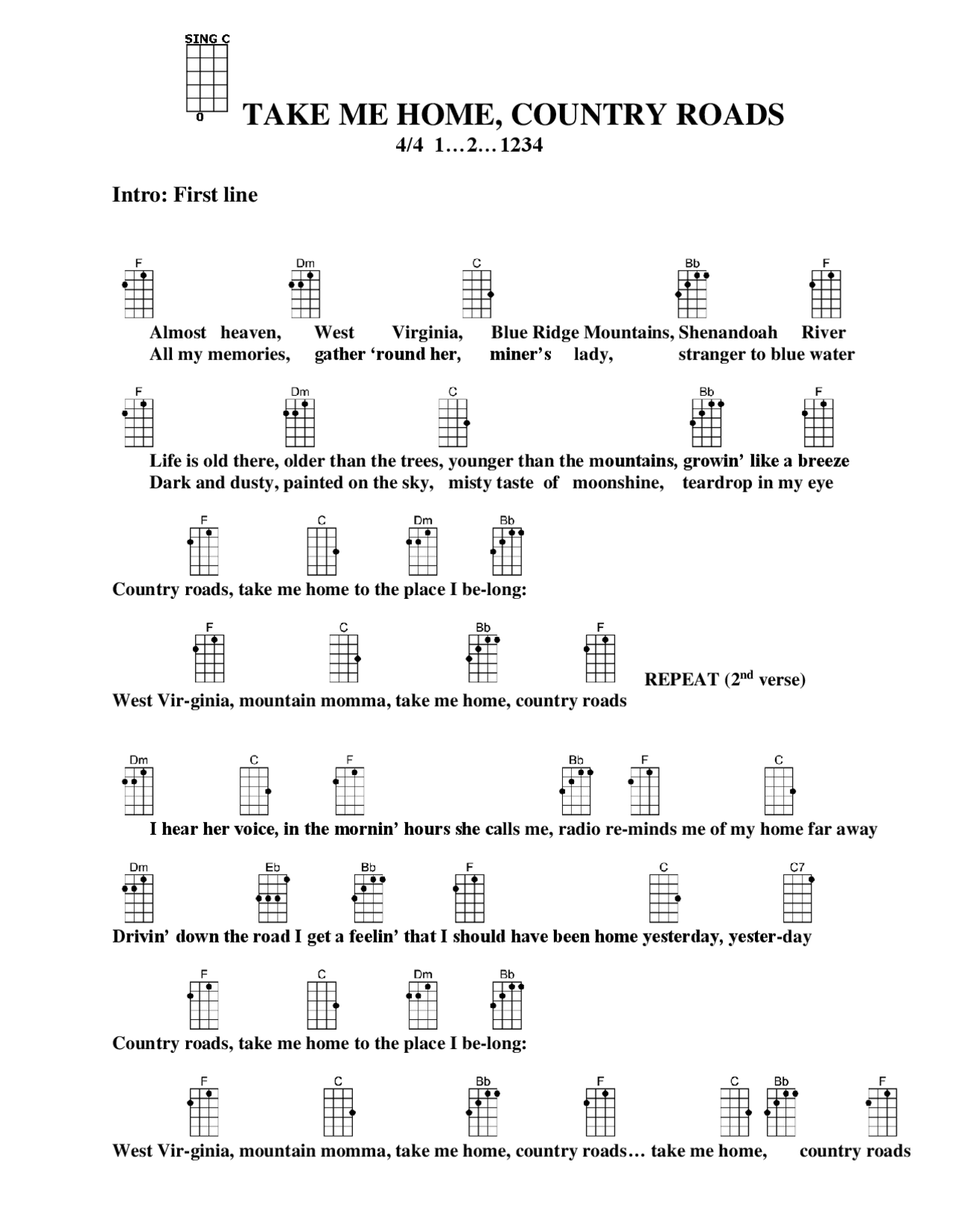 TAKE ME HOME, COUNTRY ROADS | Summaries Voice | Docsity