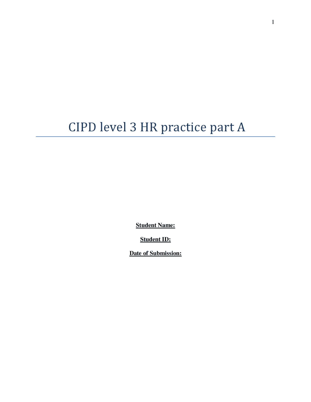 CIPD level 3 HR practice part A | Lecture notes Business | Docsity