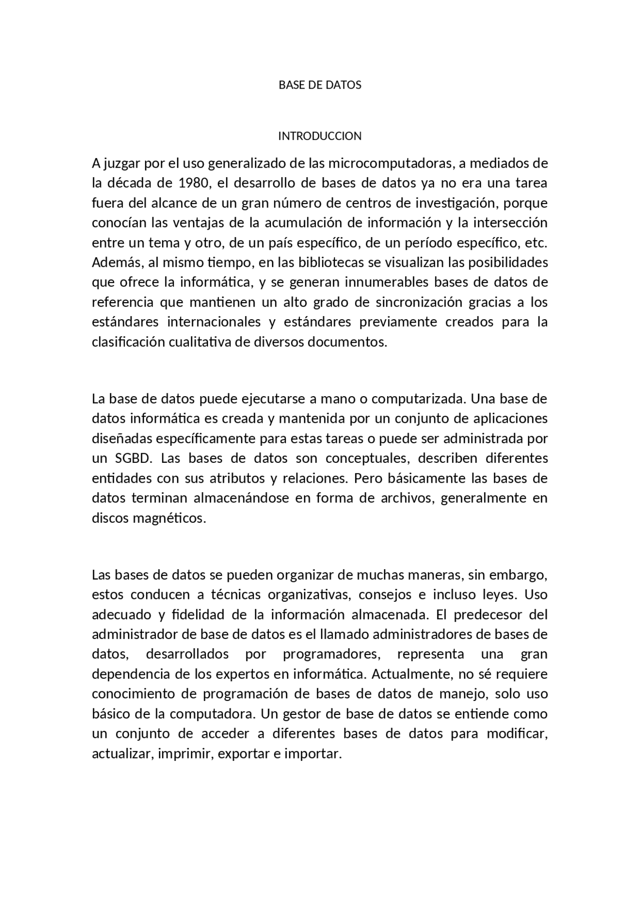 Base De Datos Ampliamente Codificado Monografías Ensayos De