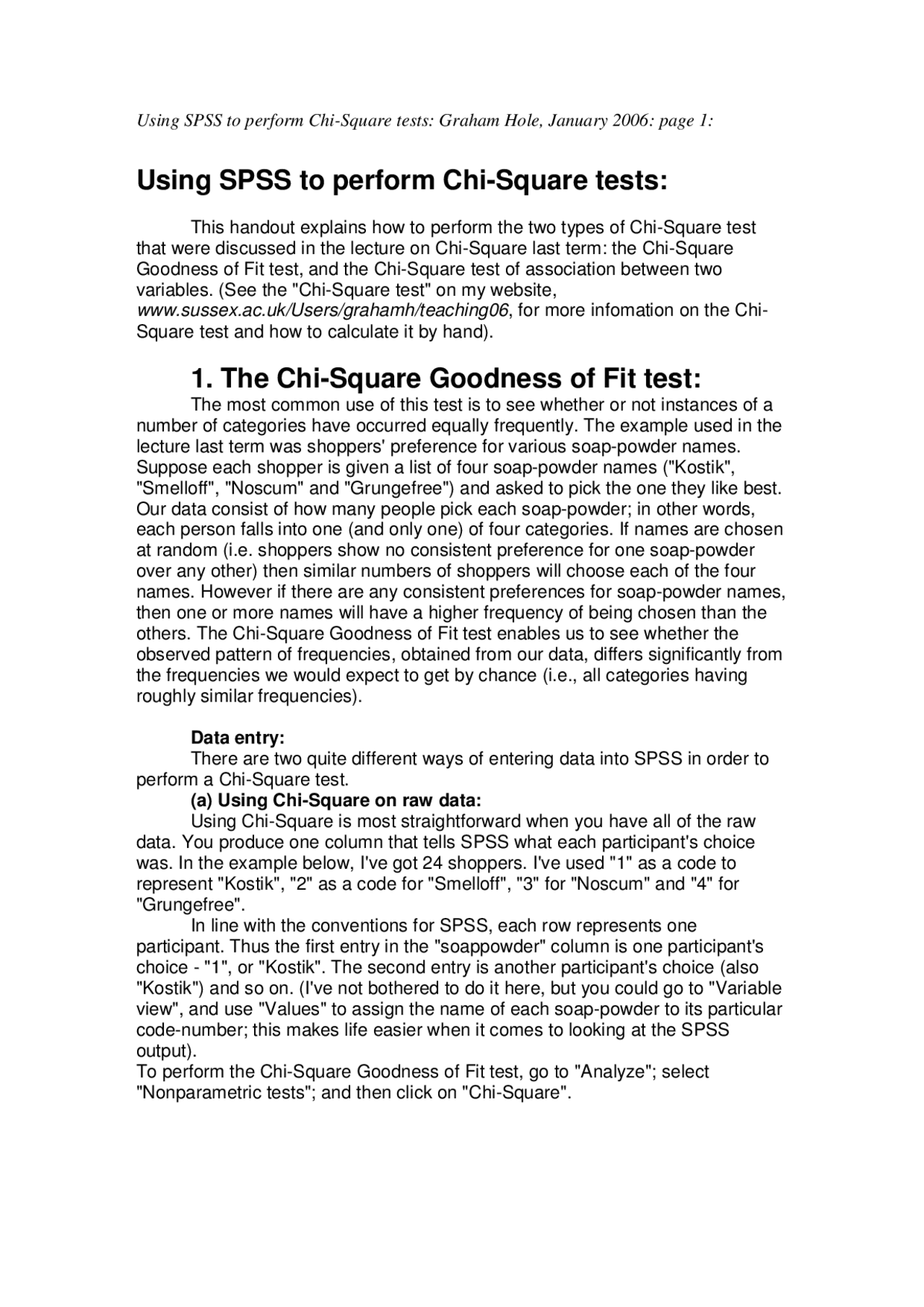Using SPSS to perform Chi-Square tests | Study notes Statistics | Docsity