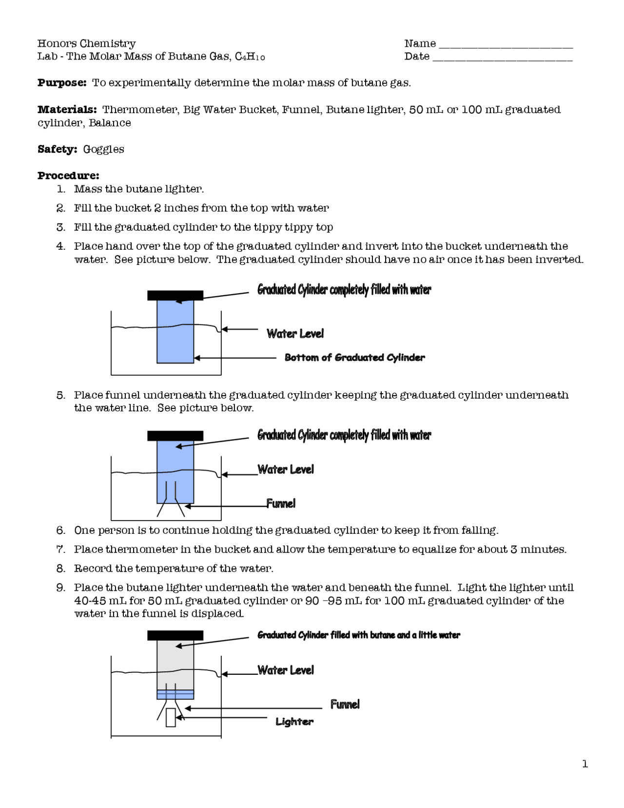 Determining the Molar Mass of Butane Gas: A Laboratory Experiment ...