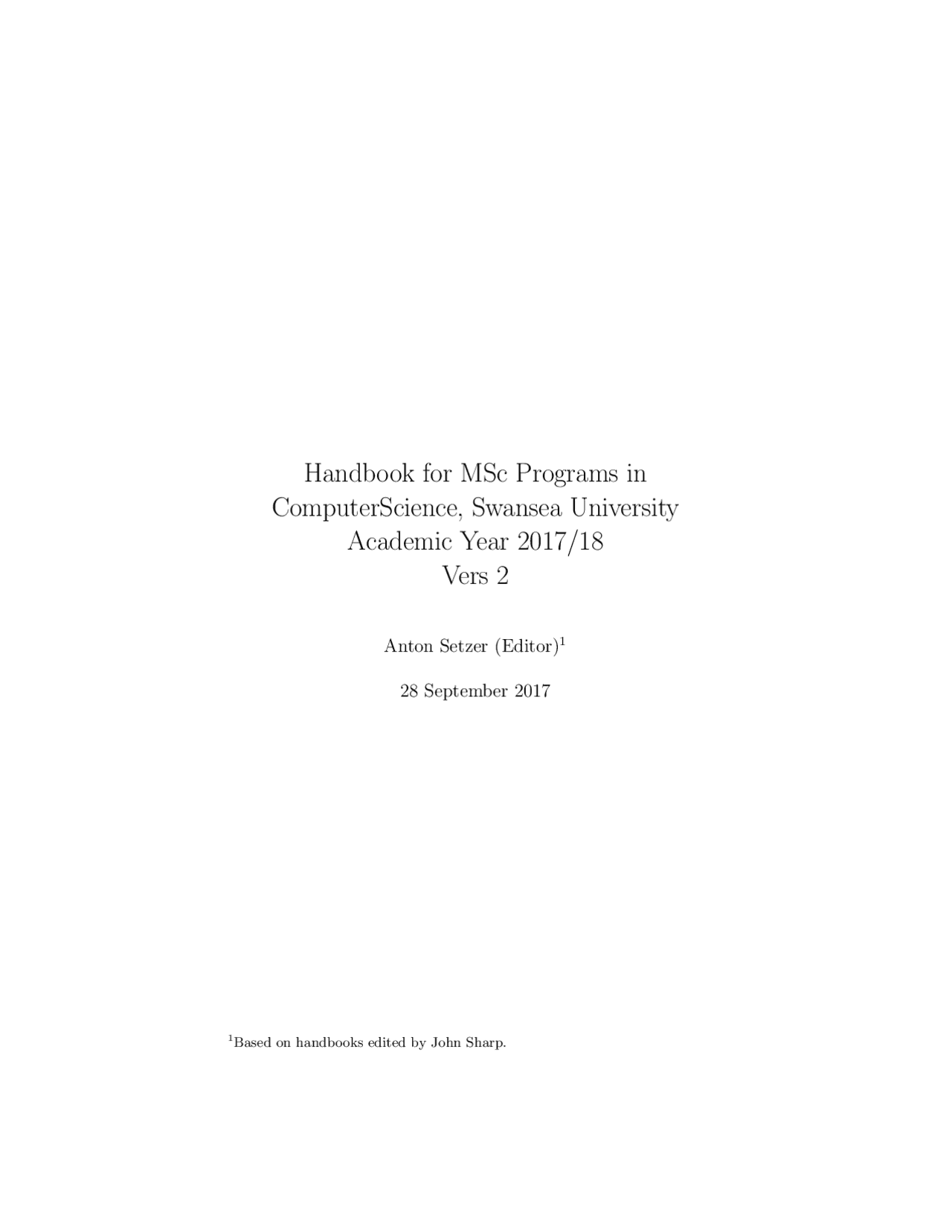 Handbook For Msc Programs In Computerscience Swansea Slides