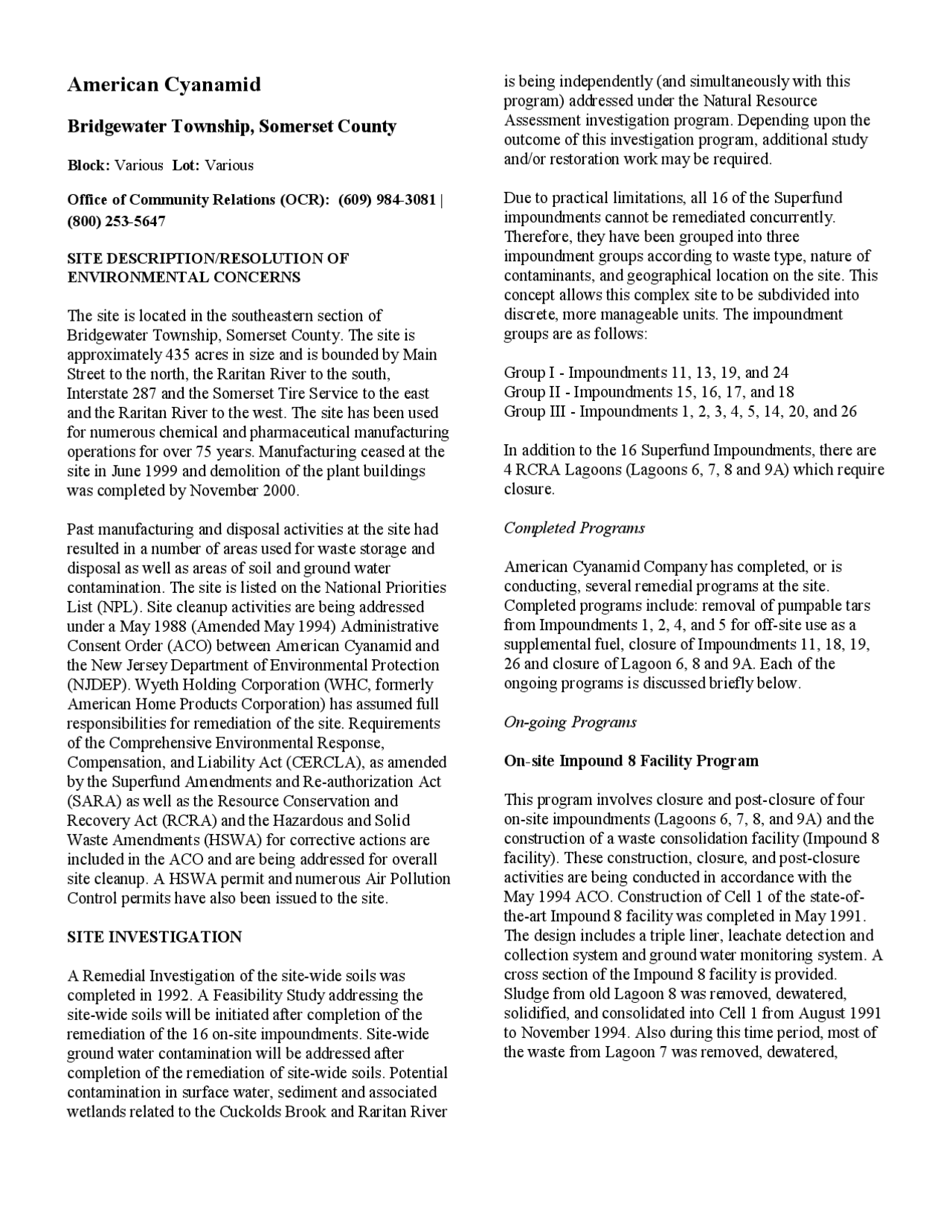 American Cyanamid | Study Guides, Projects, Research Construction | Docsity