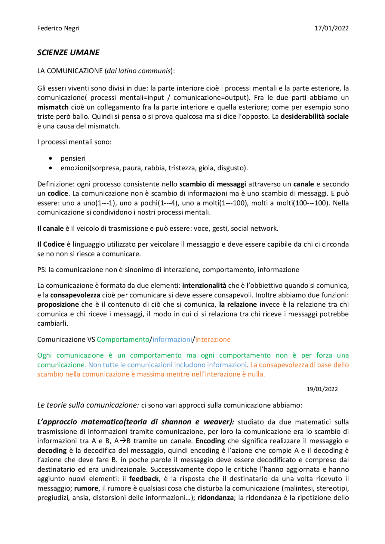La Comunicazione Scienze Umane Appunti Di Scienze Umane Docsity