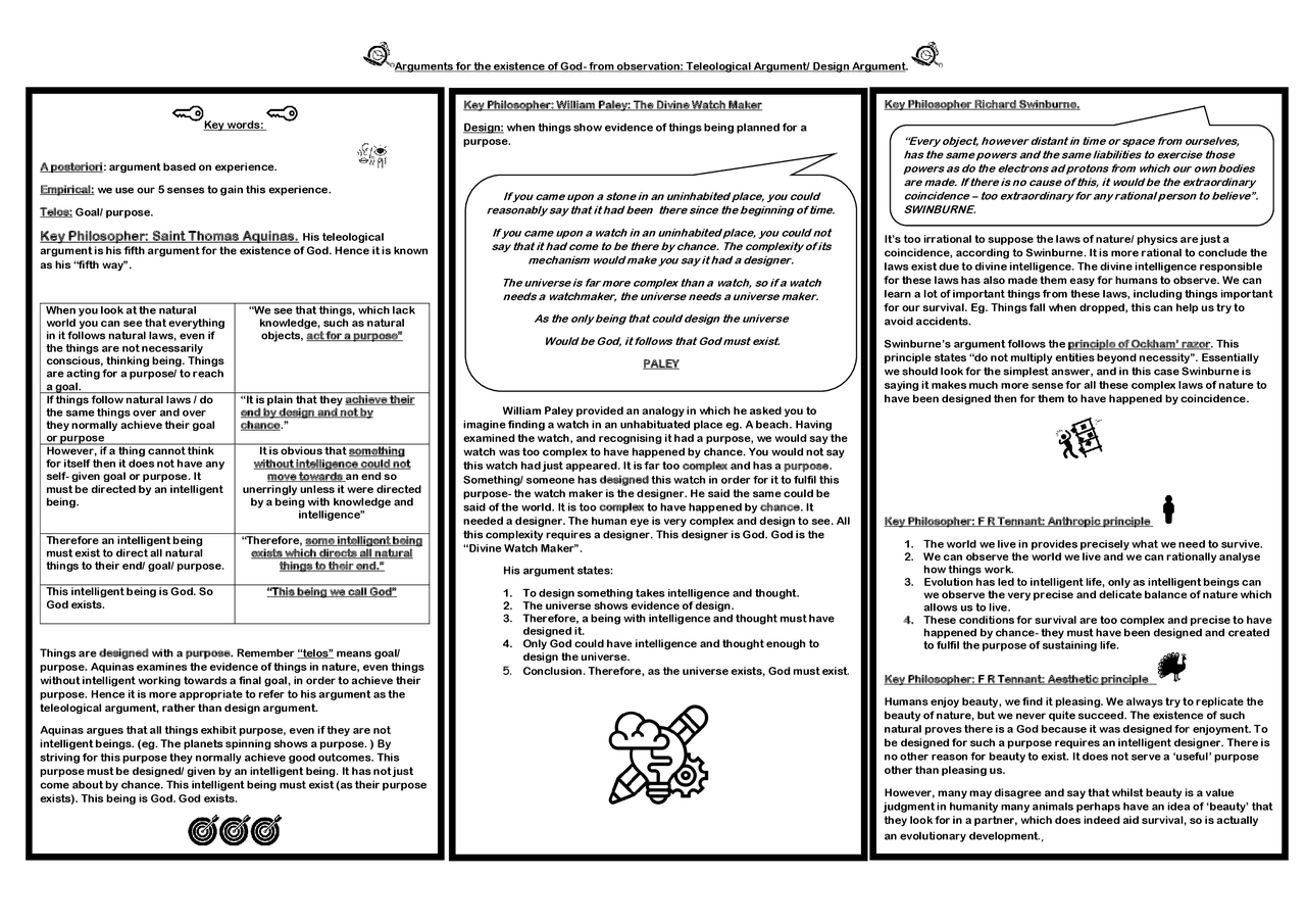 Teleological Argument for the Existence of God: Saint Thomas Aquinas ...