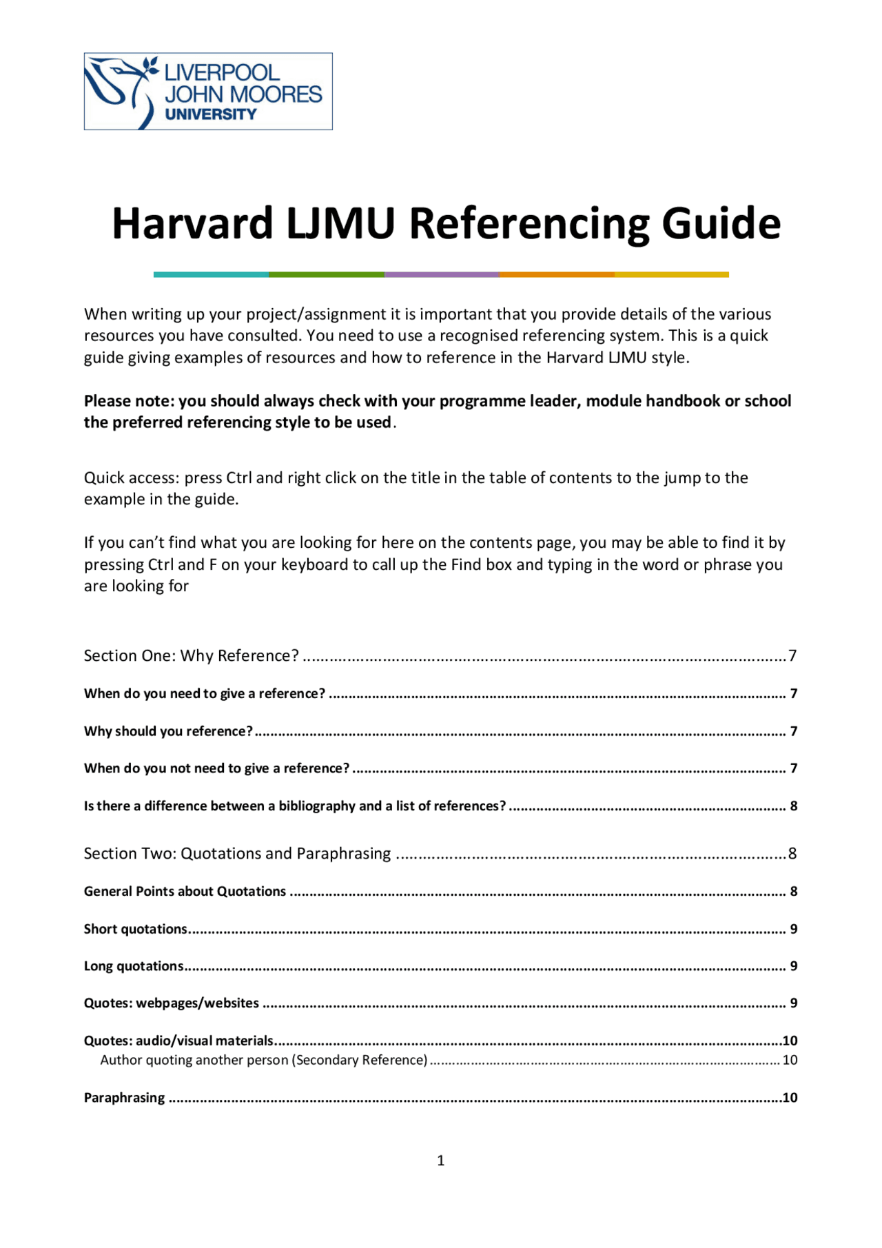 Harvard LJMU Referencing Guide | Lecture notes English | Docsity