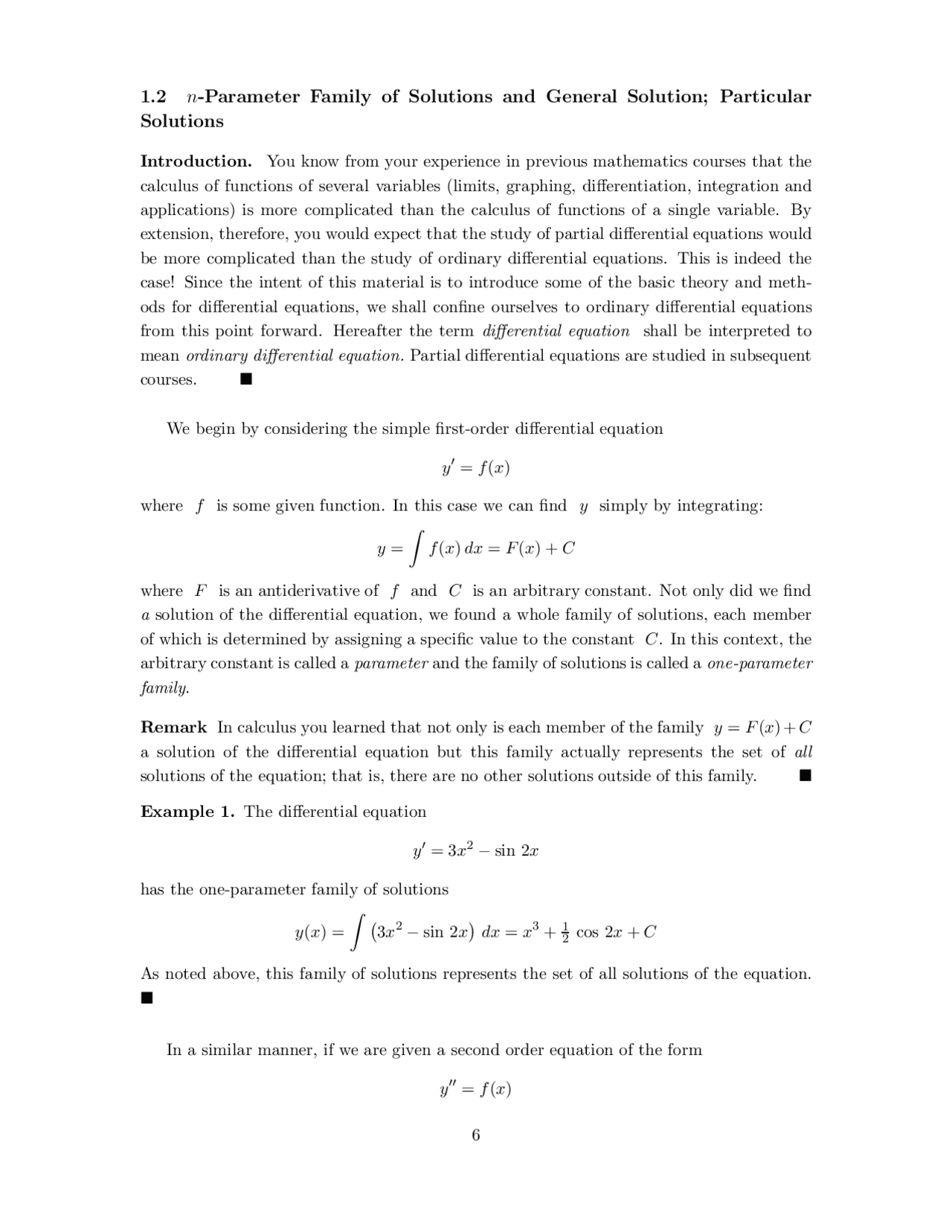 1.2 n-Parameter Family of Solutions and General Solution | Study notes ...