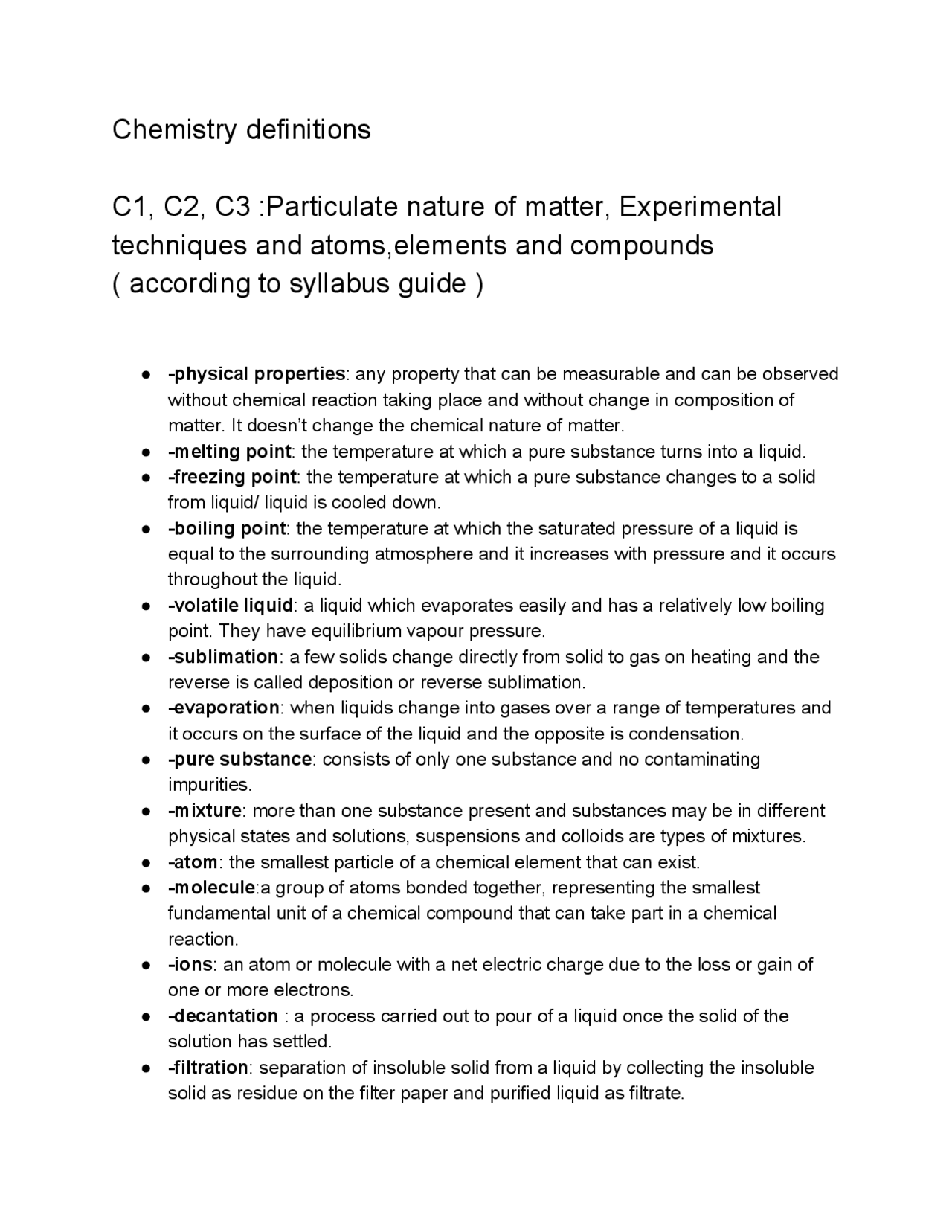 Chemistry Definitionspdf Lecture Notes Chemistry Docsity