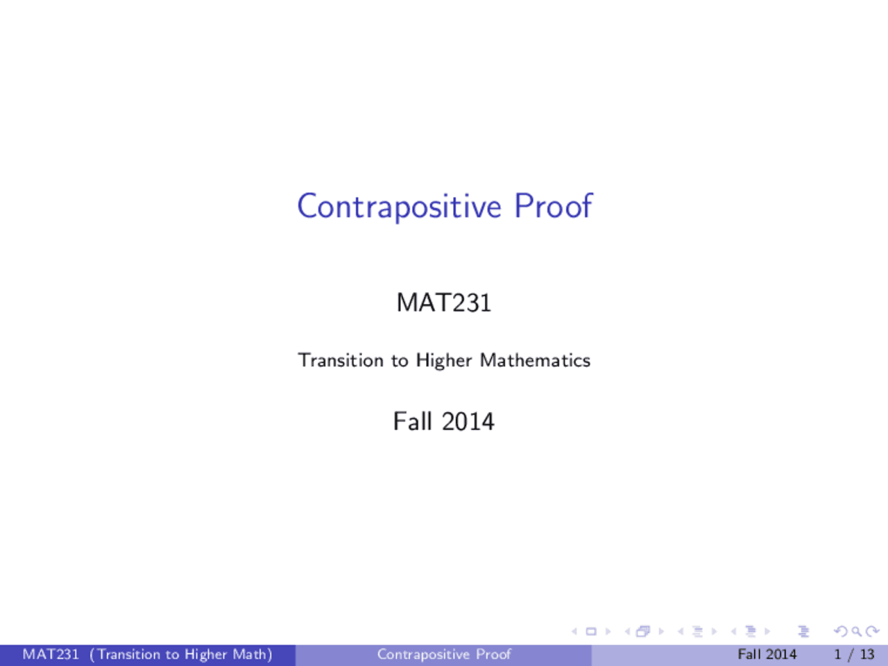Contrapositive Proof Lecture Notes Mathematics Docsity
