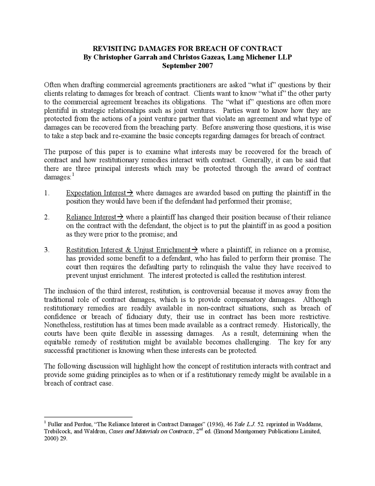 Understanding Restitution and Expectation Damages in Breach of Contract ...