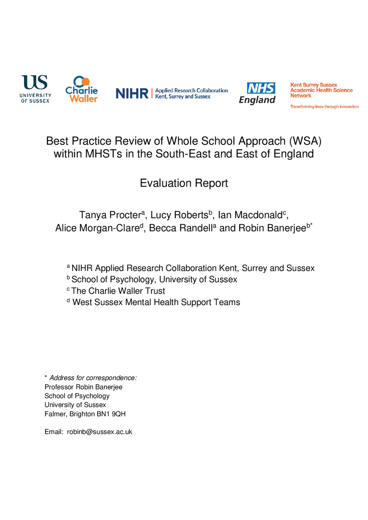 Best Practice Review of Whole School Approach (WSA) within ...