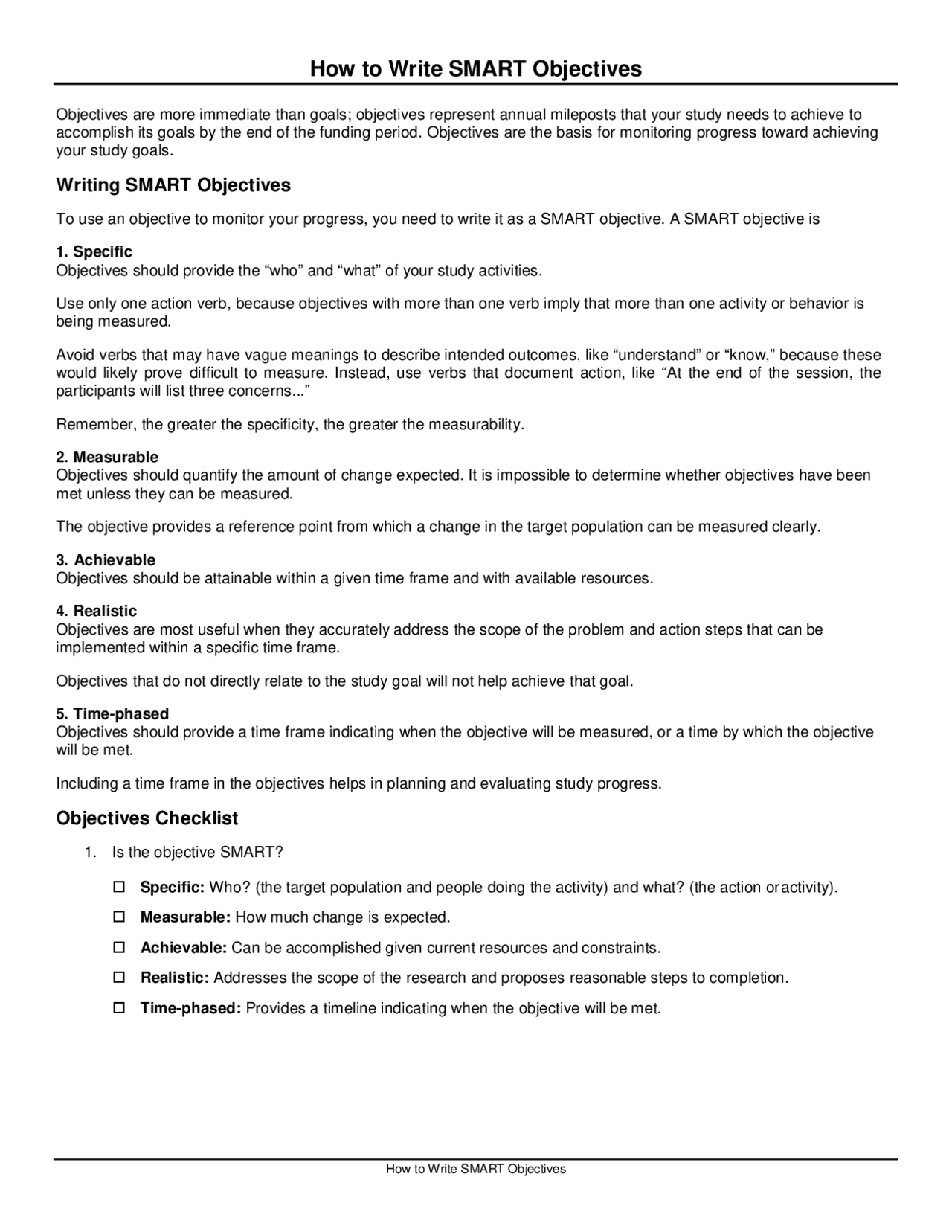 How to Write SMART Objectives | Study notes Technical Writing | Docsity