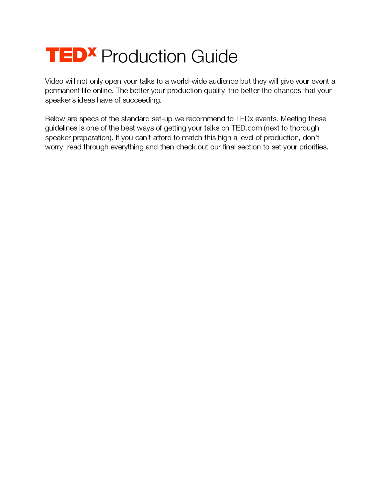 TEDx Production Guide: Creating High-Quality Event Videos | Study notes ...