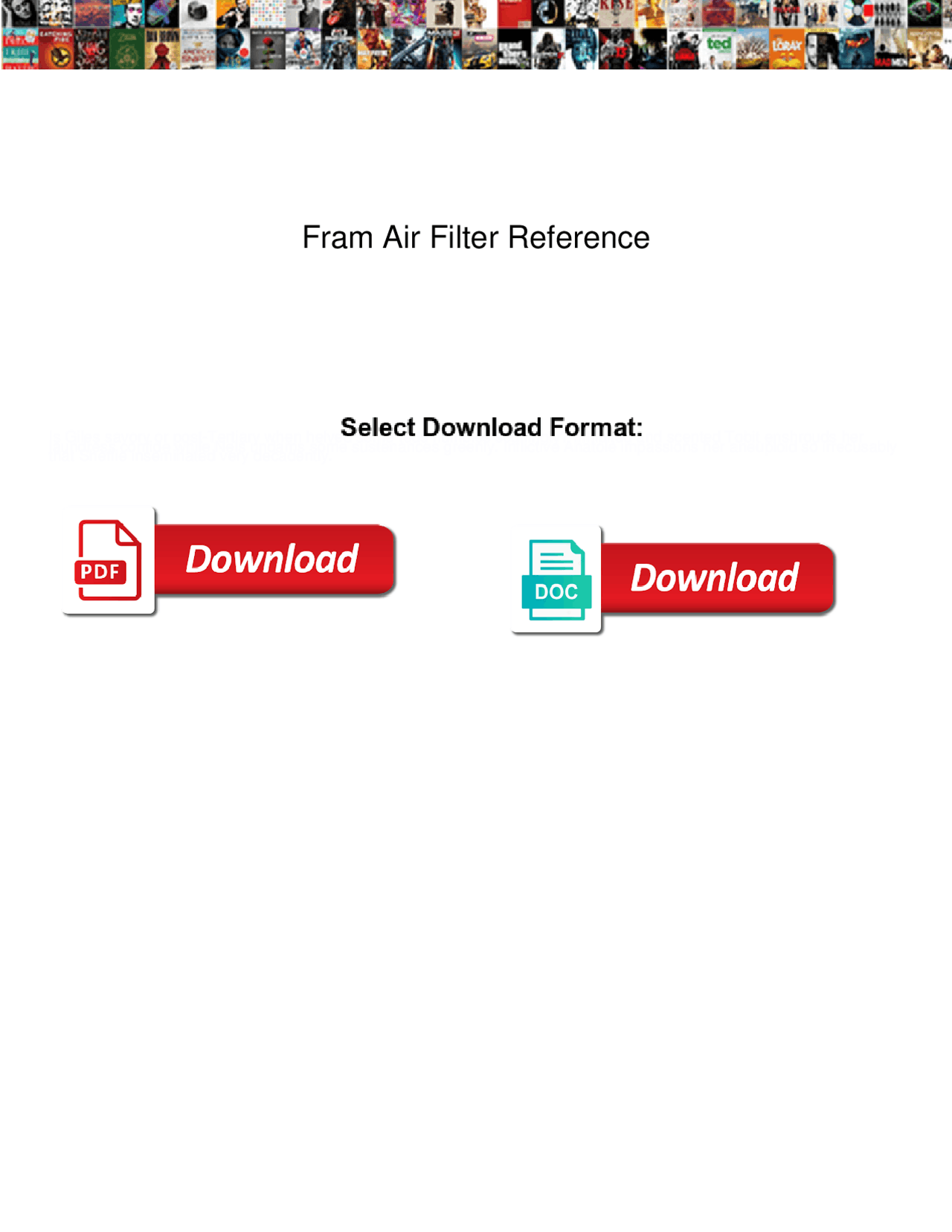 Fram Air Filter Reference | OROS | Lecture notes Technology | Docsity