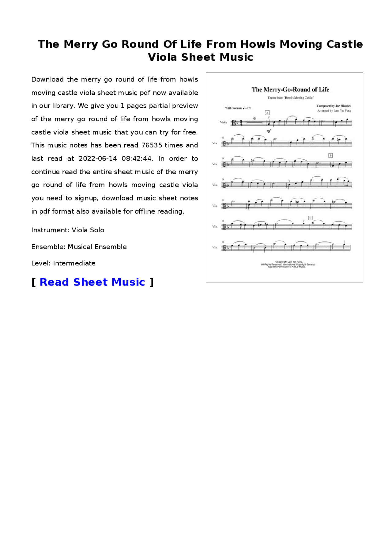 the-merry-go-round-of-life-from-howls-moving-castle-viola.pdf | Study ...