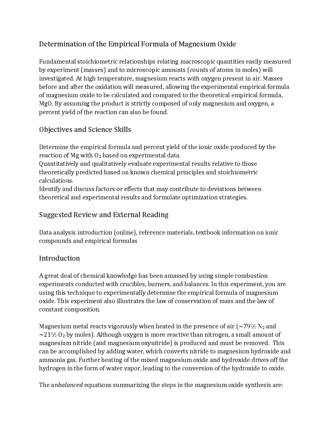 Determination of the Empirical Formula of Magnesium Oxide | Exams Law ...