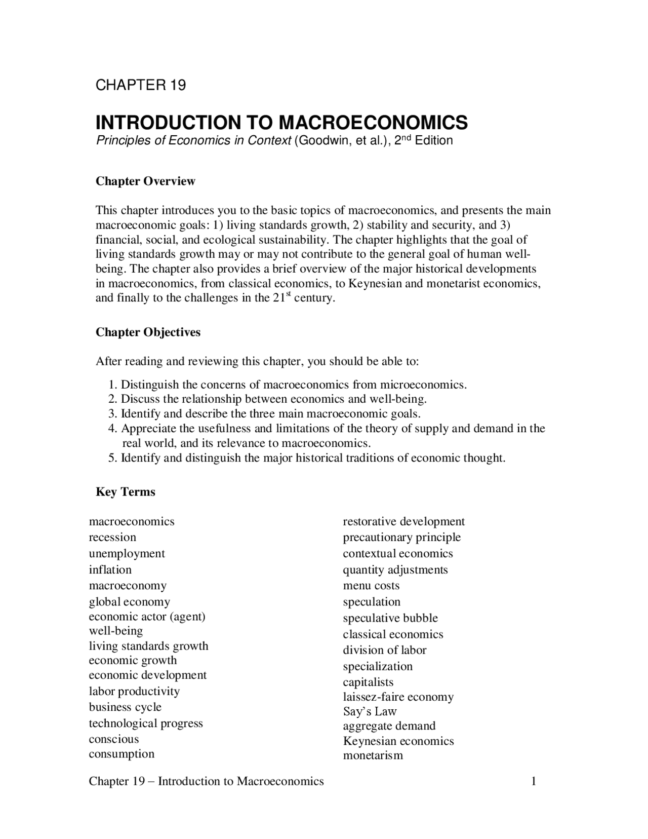 Introduction To Macroeconomics Lecture Notes Macroeconomics Docsity