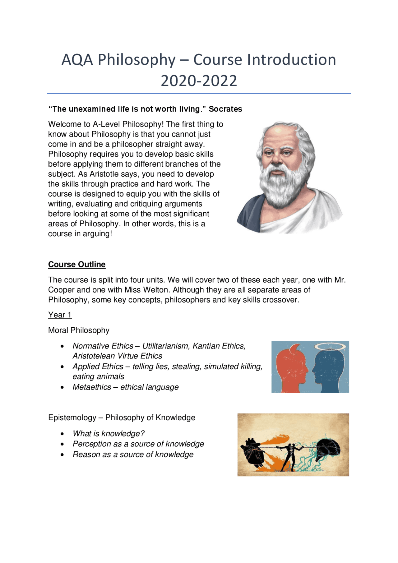 AQA Philosophy – Course Introduction 2020-2022 | Study notes Philosophy ...