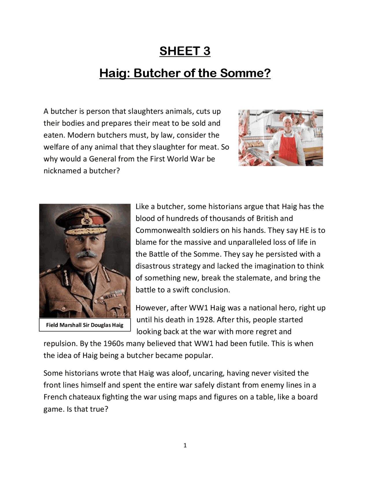 Haig: The Butcher of the Somme? A Controversial Military Leader | Exams ...